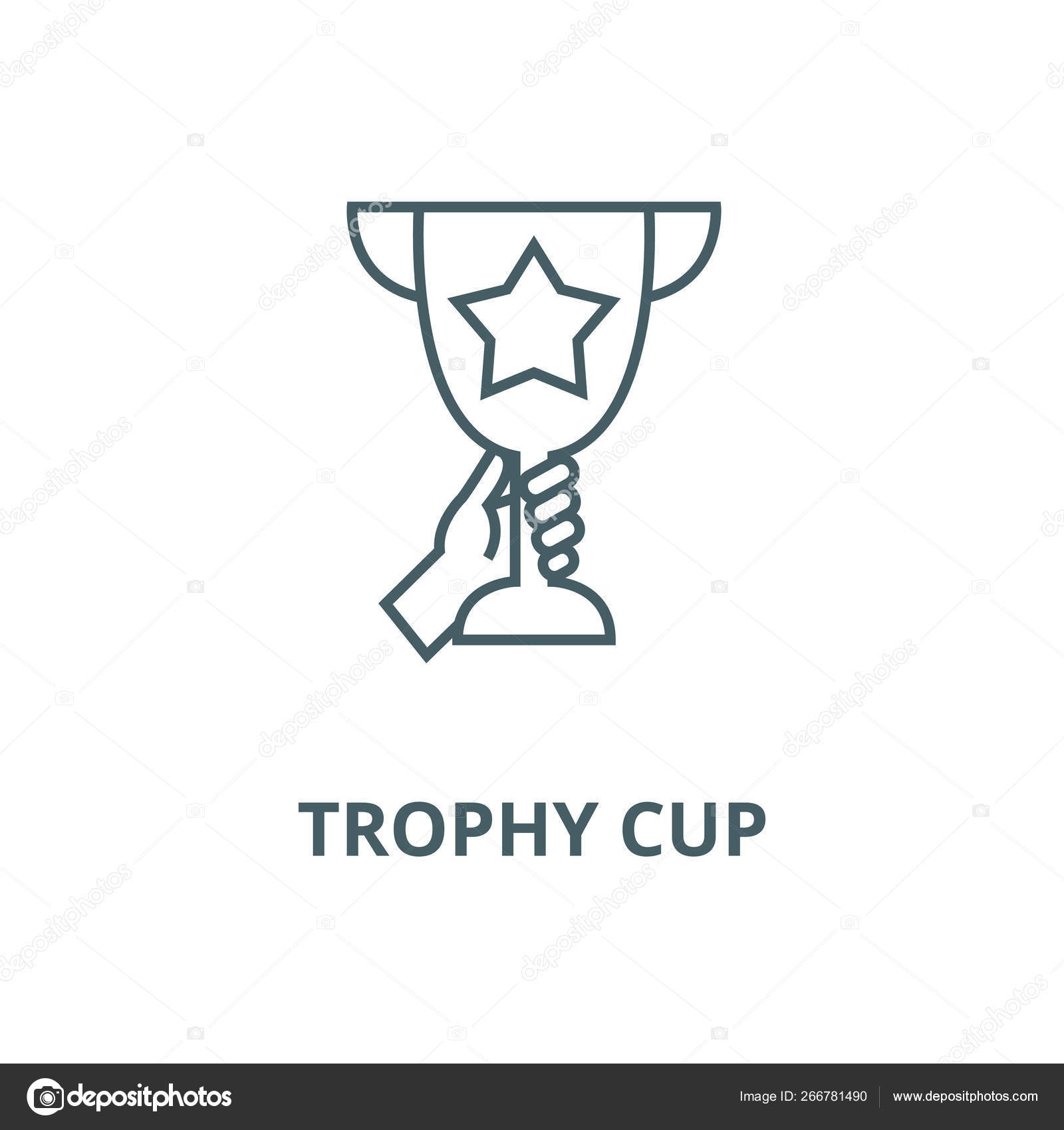Trophy cup in hands vector line icon, linear concept, outline sign ...