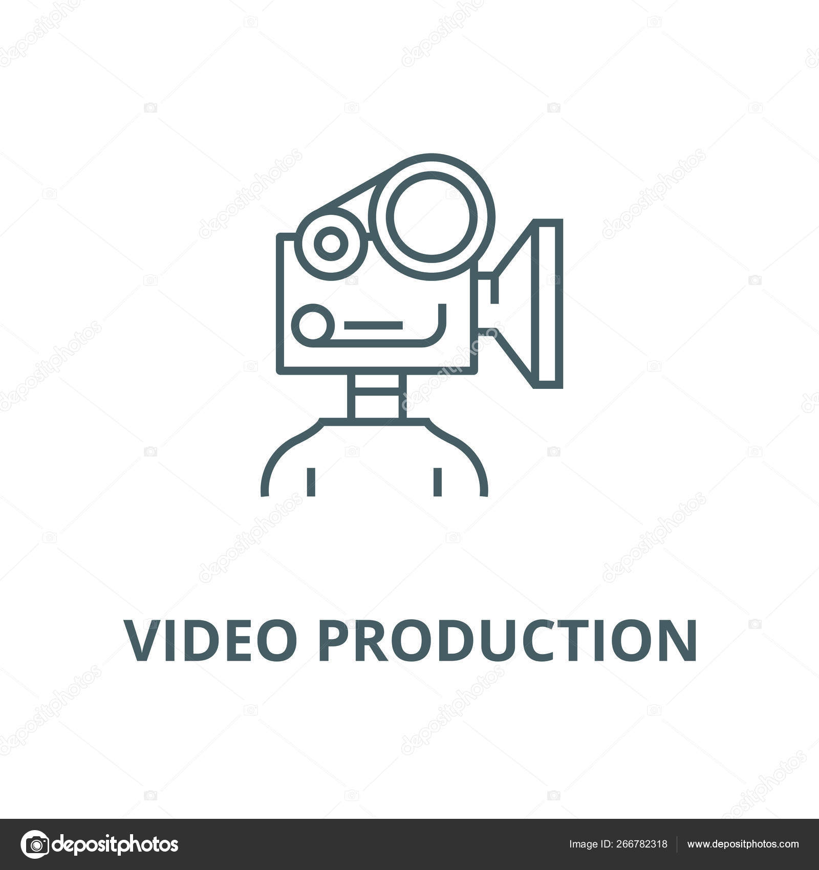 Video camera production vector line icon, linear concept, outline sign ...