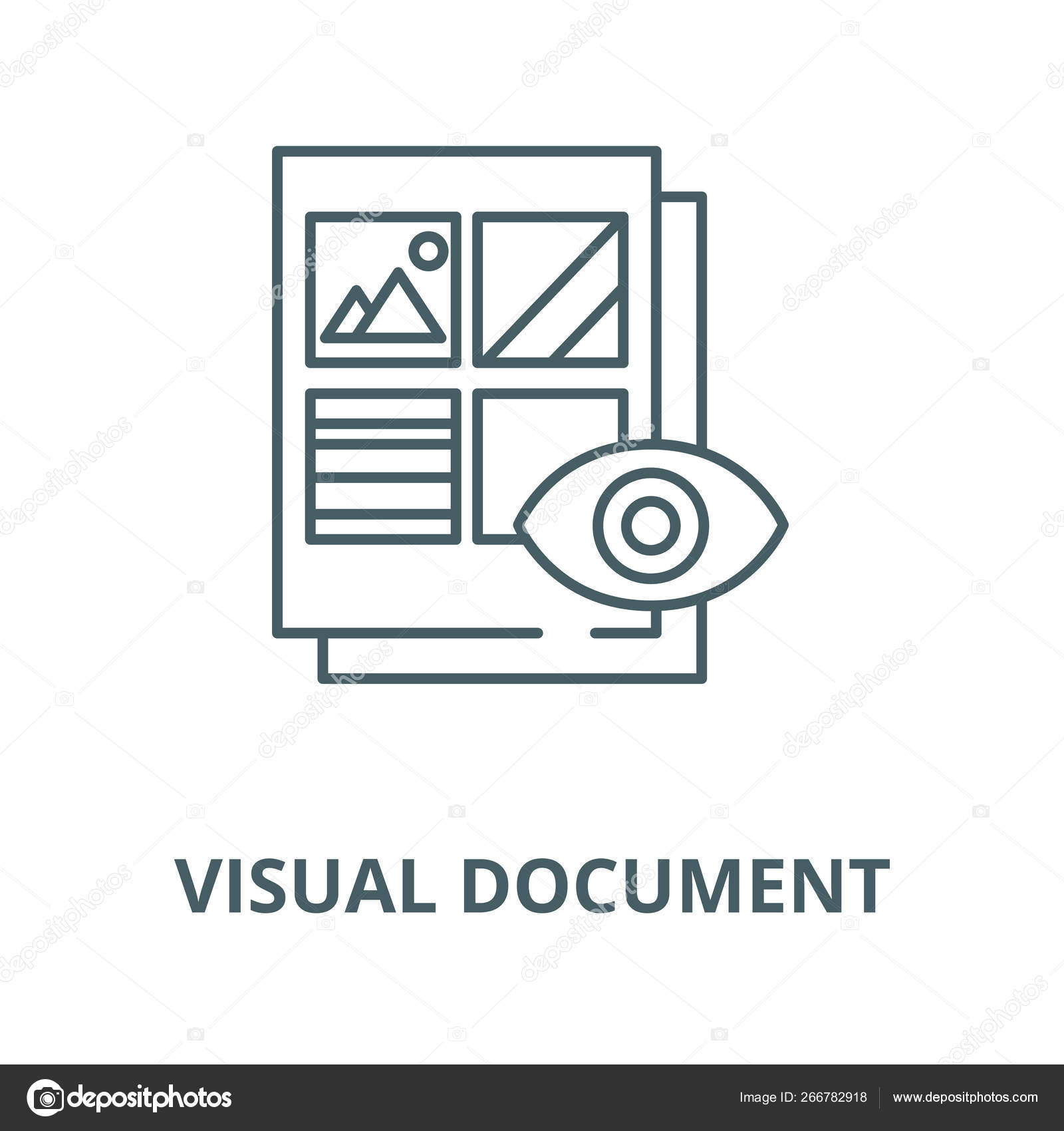 Icono de línea vectorial de documento visual, concepto lineal, signo de ...