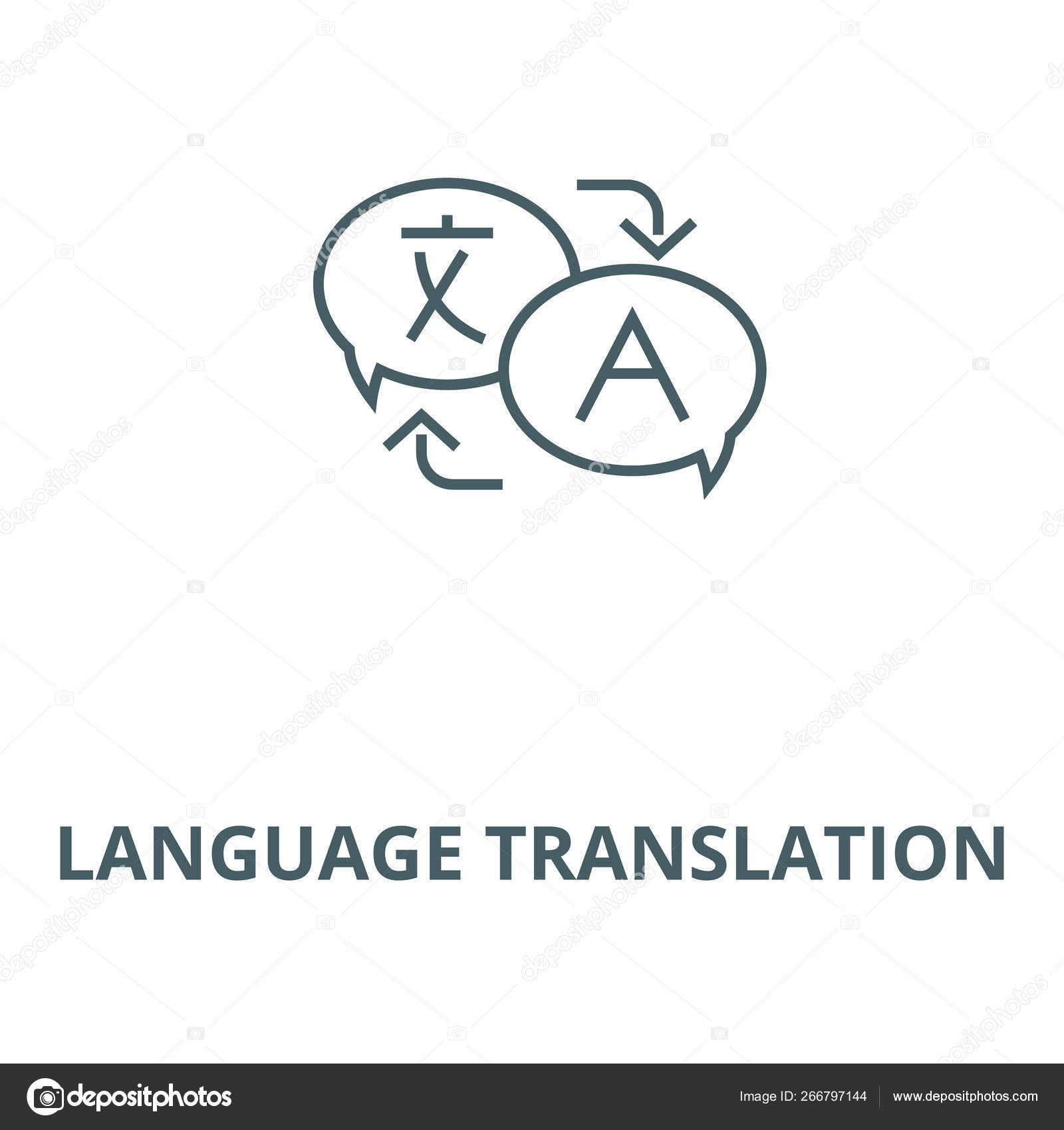 Icône de ligne vectorielle de traduction linguistique, concept linéaire ...