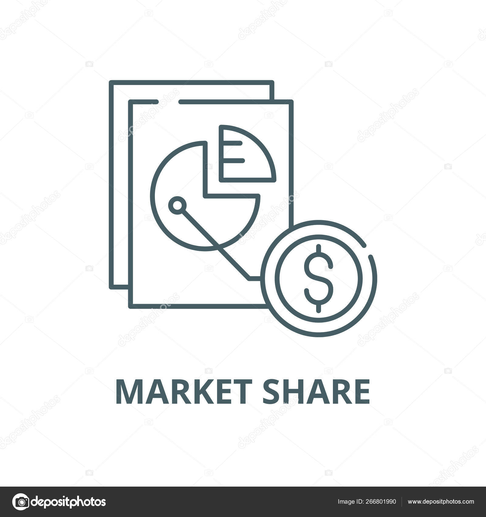 Cuota de mercado vector línea icono, concepto lineal, signo de esquema ...
