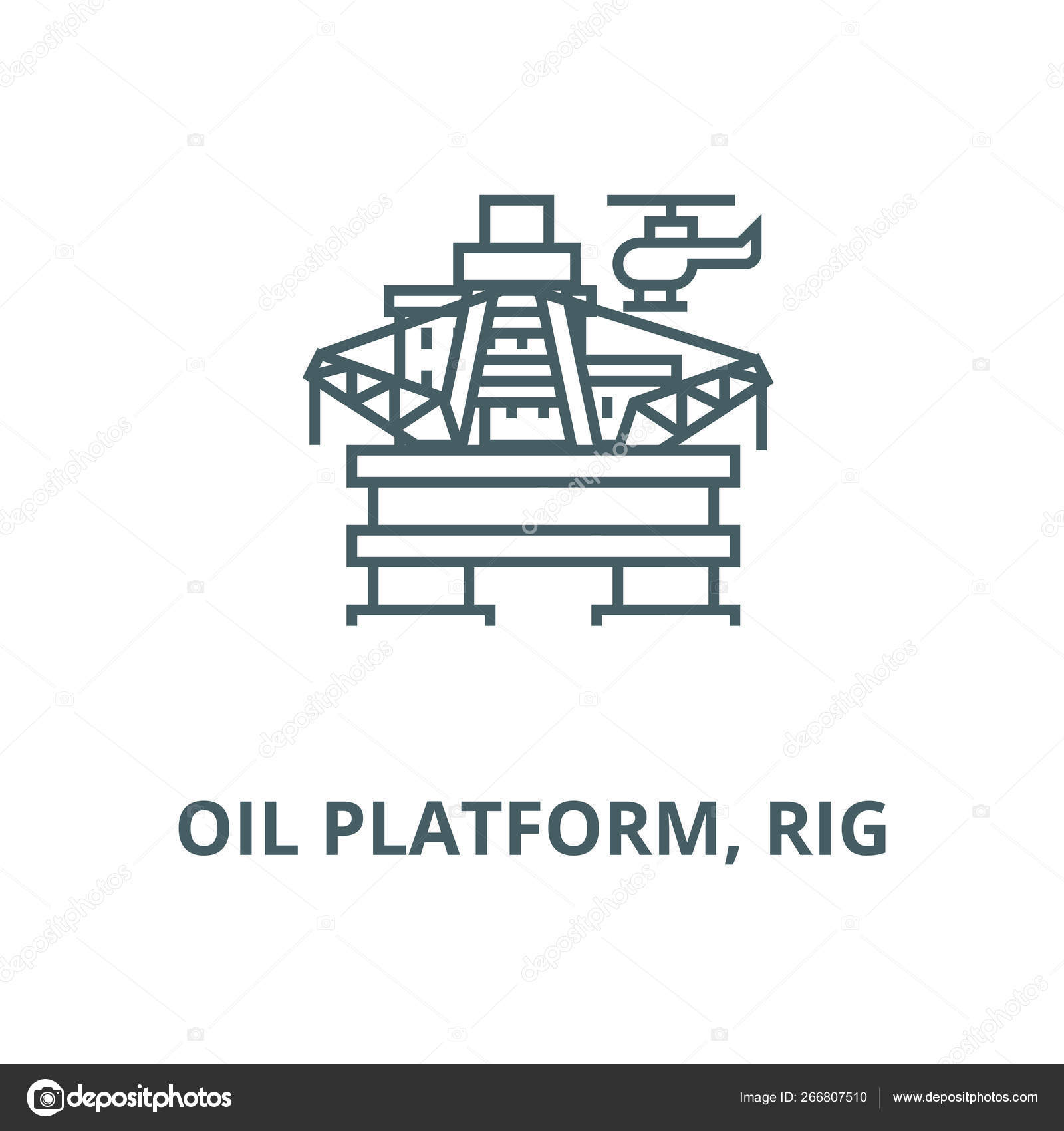 Oil platform, rig vector line icon, linear concept, outline sign ...