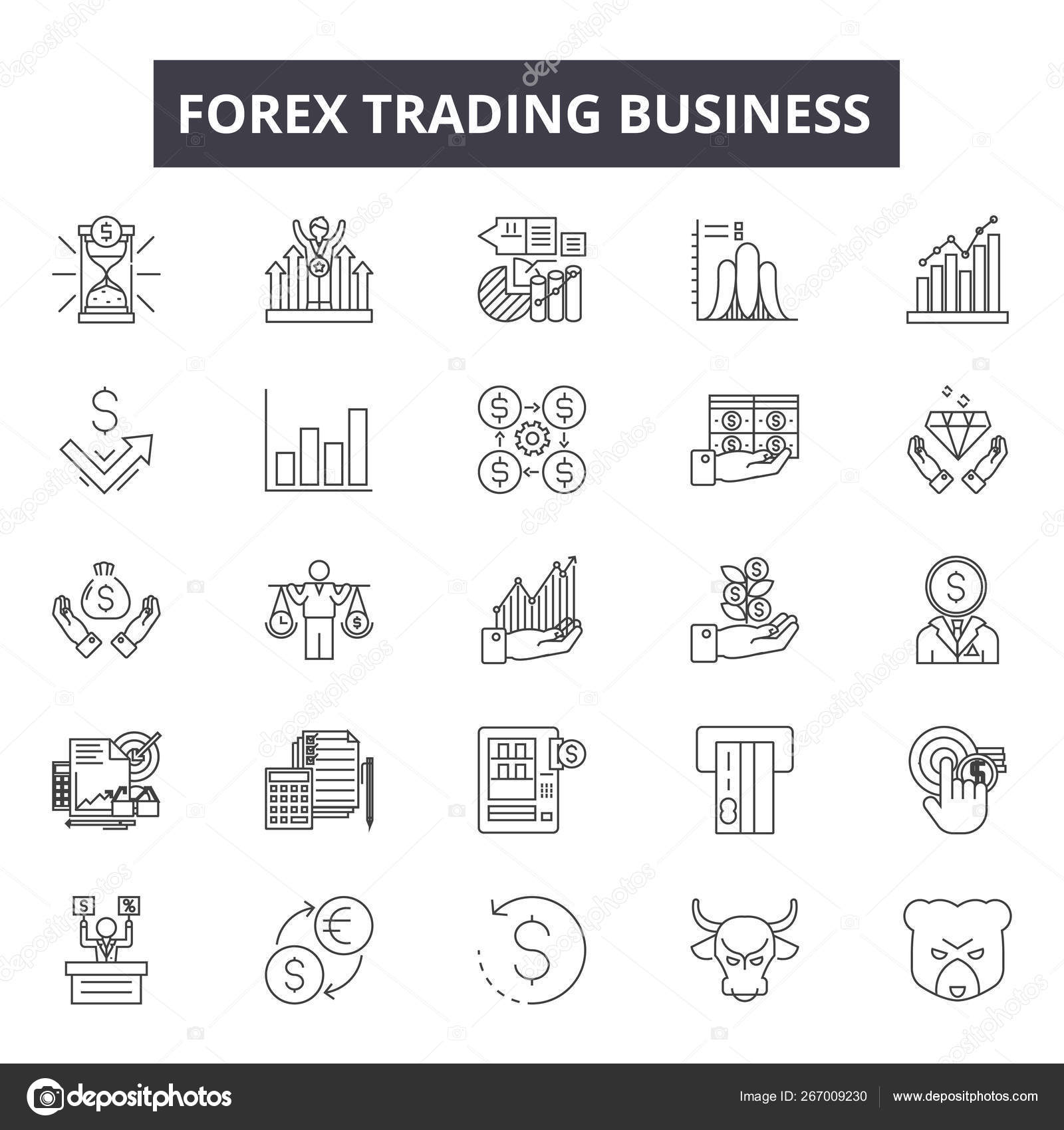 Forex trading business line icons, signs, vector set, linear concept ...