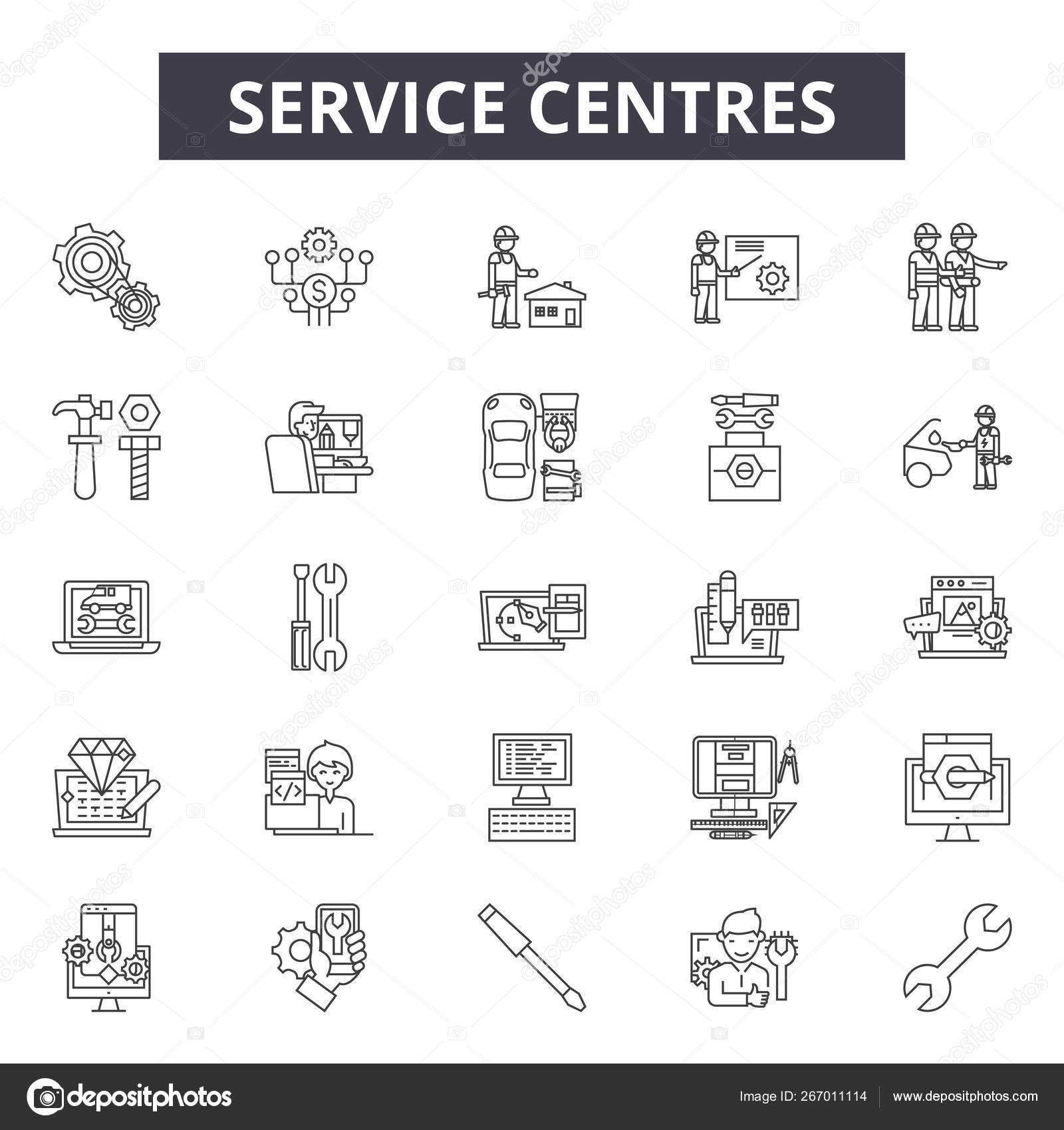 Service centres line icons, signs, vector set, linear concept, outline ...