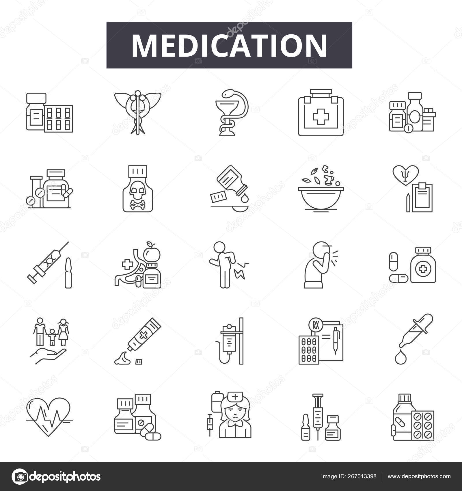 Medication line icons, signs, vector set, linear concept, outline ...