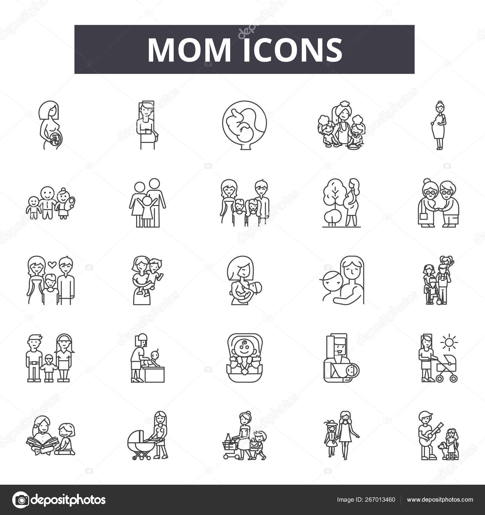 Mom line icons, signs, vector set, linear concept, outline illustration ...