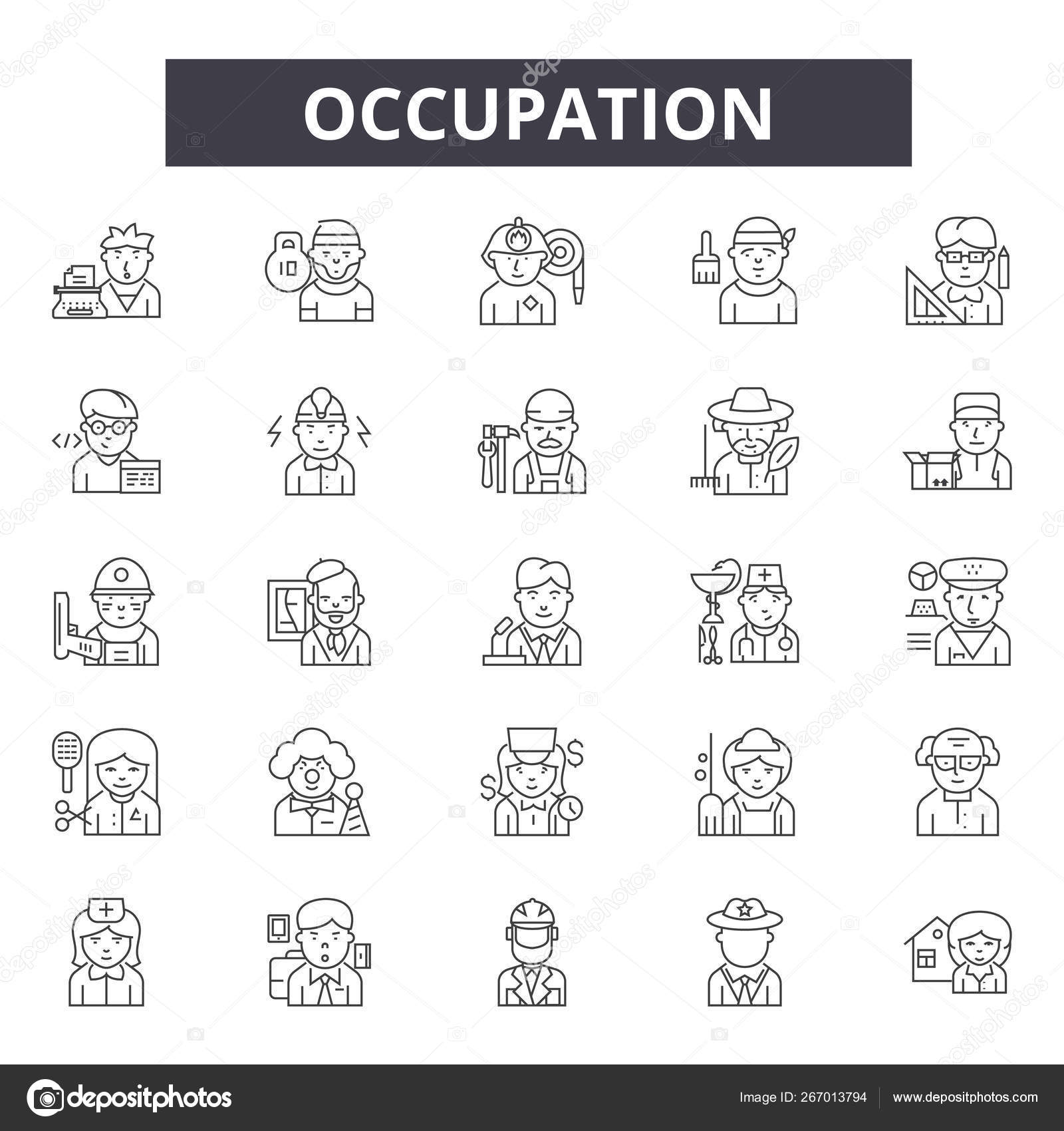 Occupation line icons, signs, vector set, linear concept, outline ...