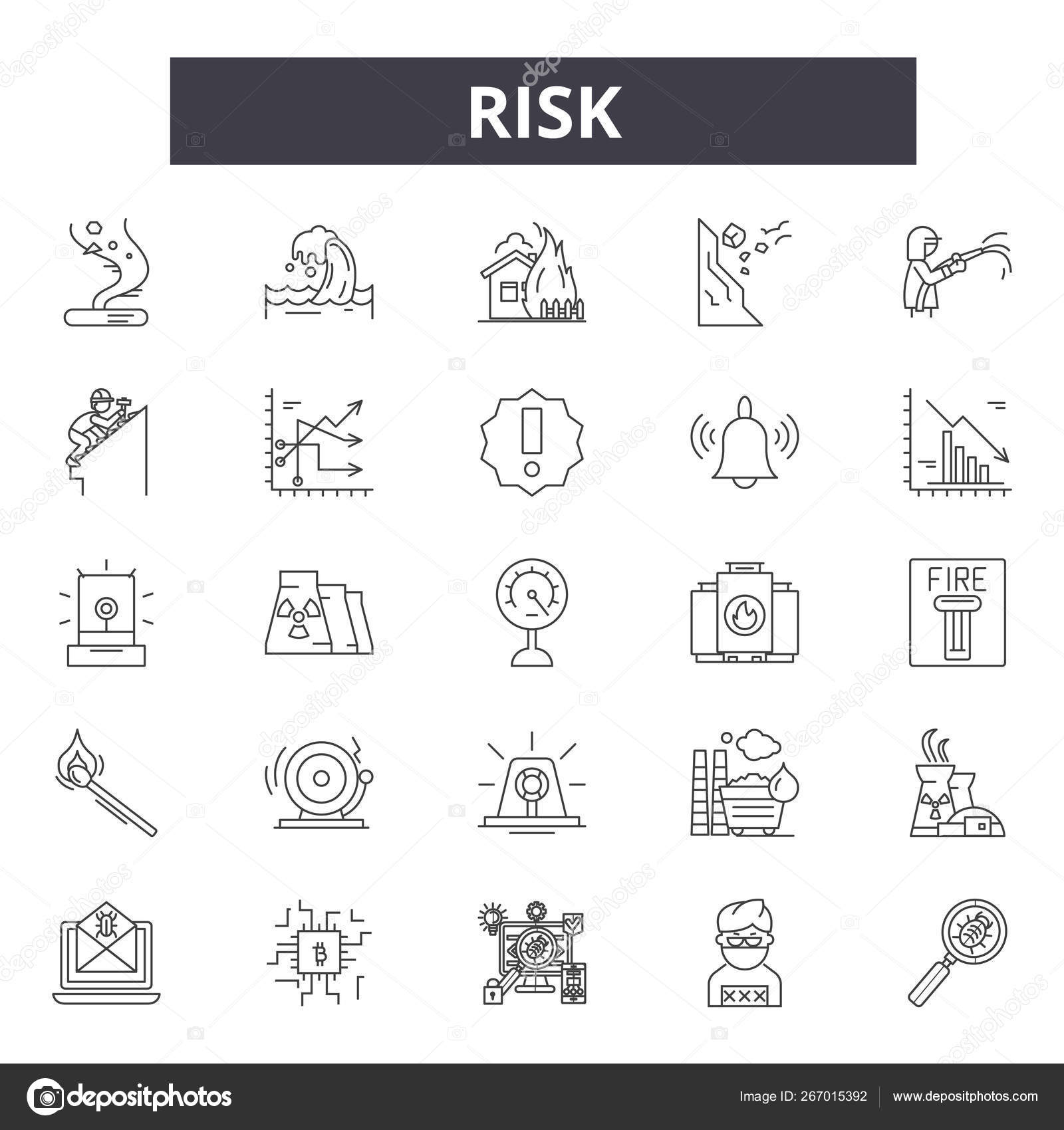 Risk line icons, signs, vector set, linear concept, outline ...