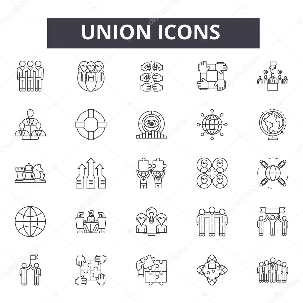 Iconos de línea de unión, signos, conjunto de vectores, concepto lineal ...