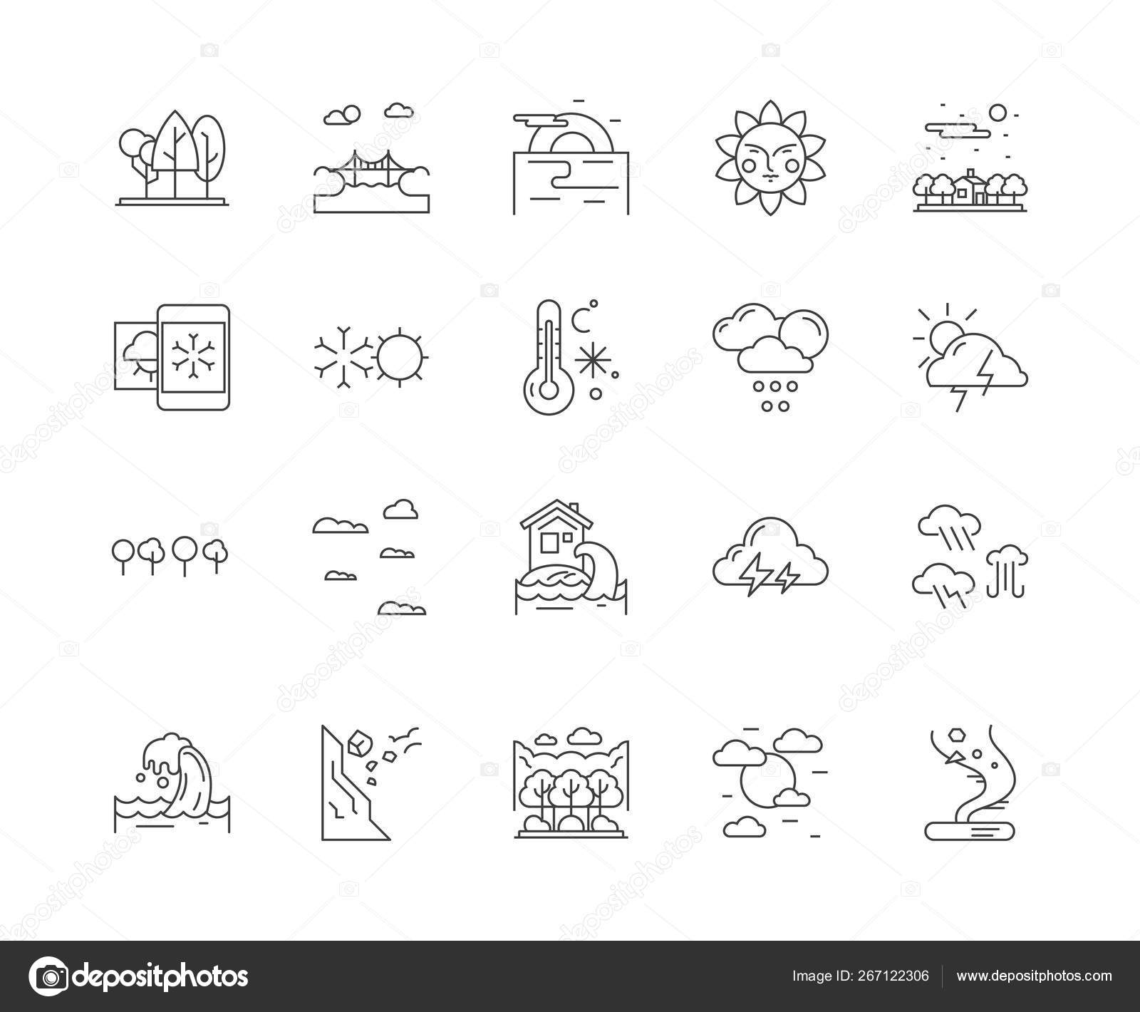 Climate line icons, signs, vector set, outline illustration concept ...