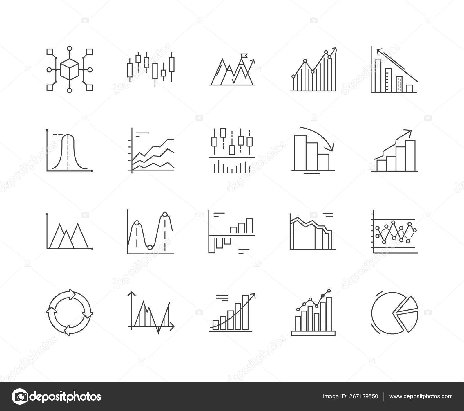 Diagram line icons, signs, vector set, outline illustration concept ...