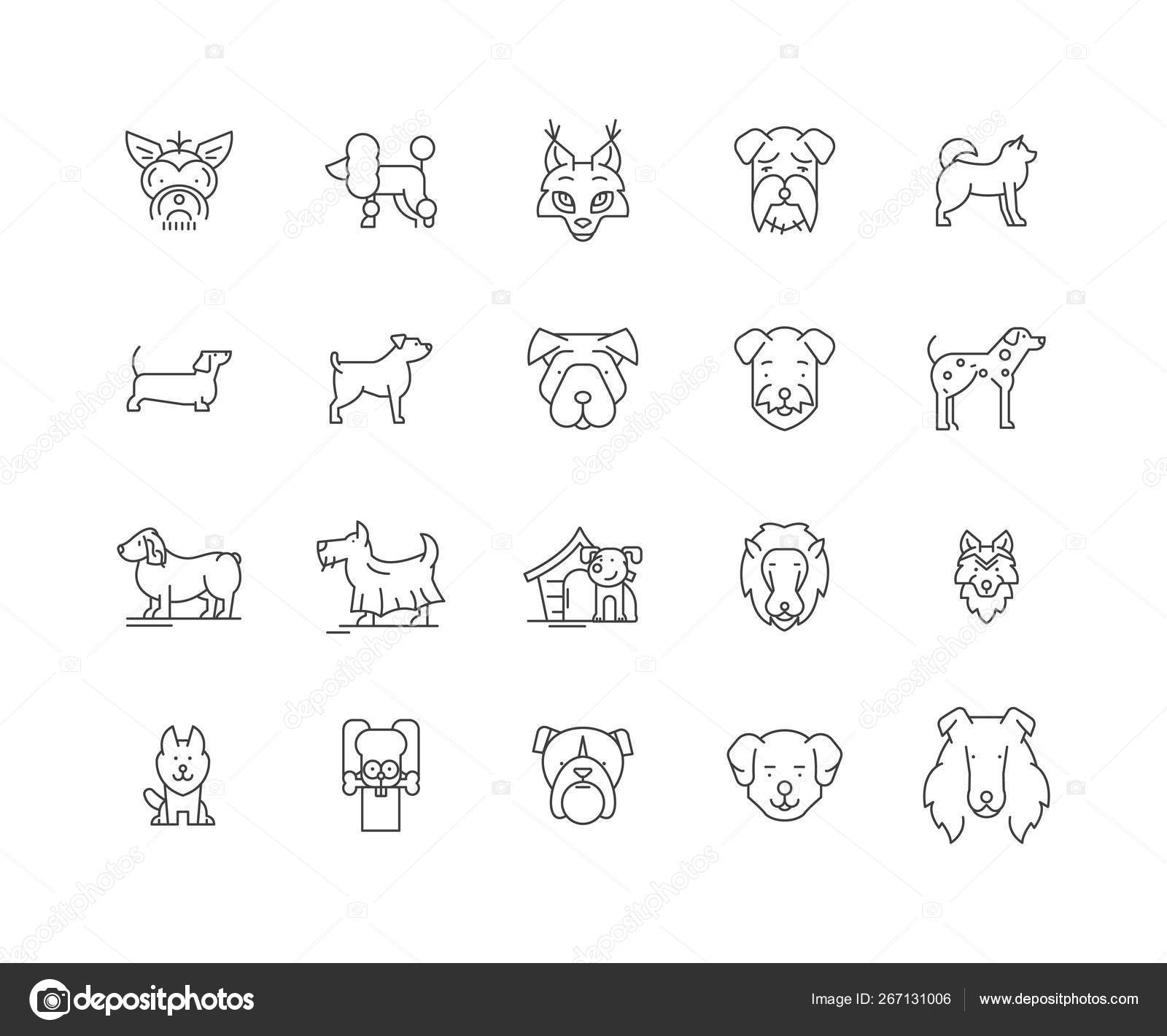 Dogs line icons, signs, vector set, outline illustration concept Stock ...