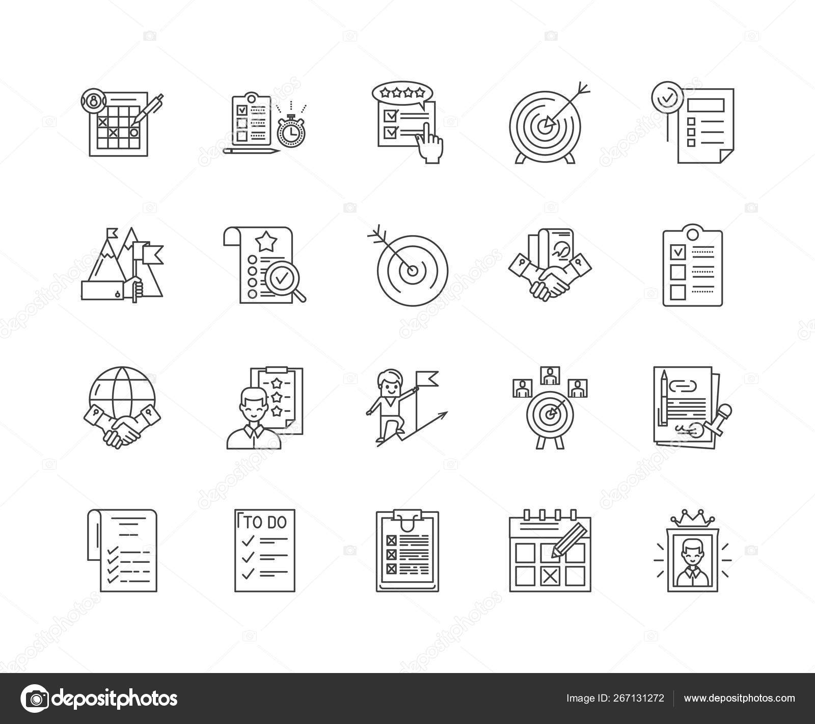 Done line icons, signs, vector set, outline illustration concept Stock ...