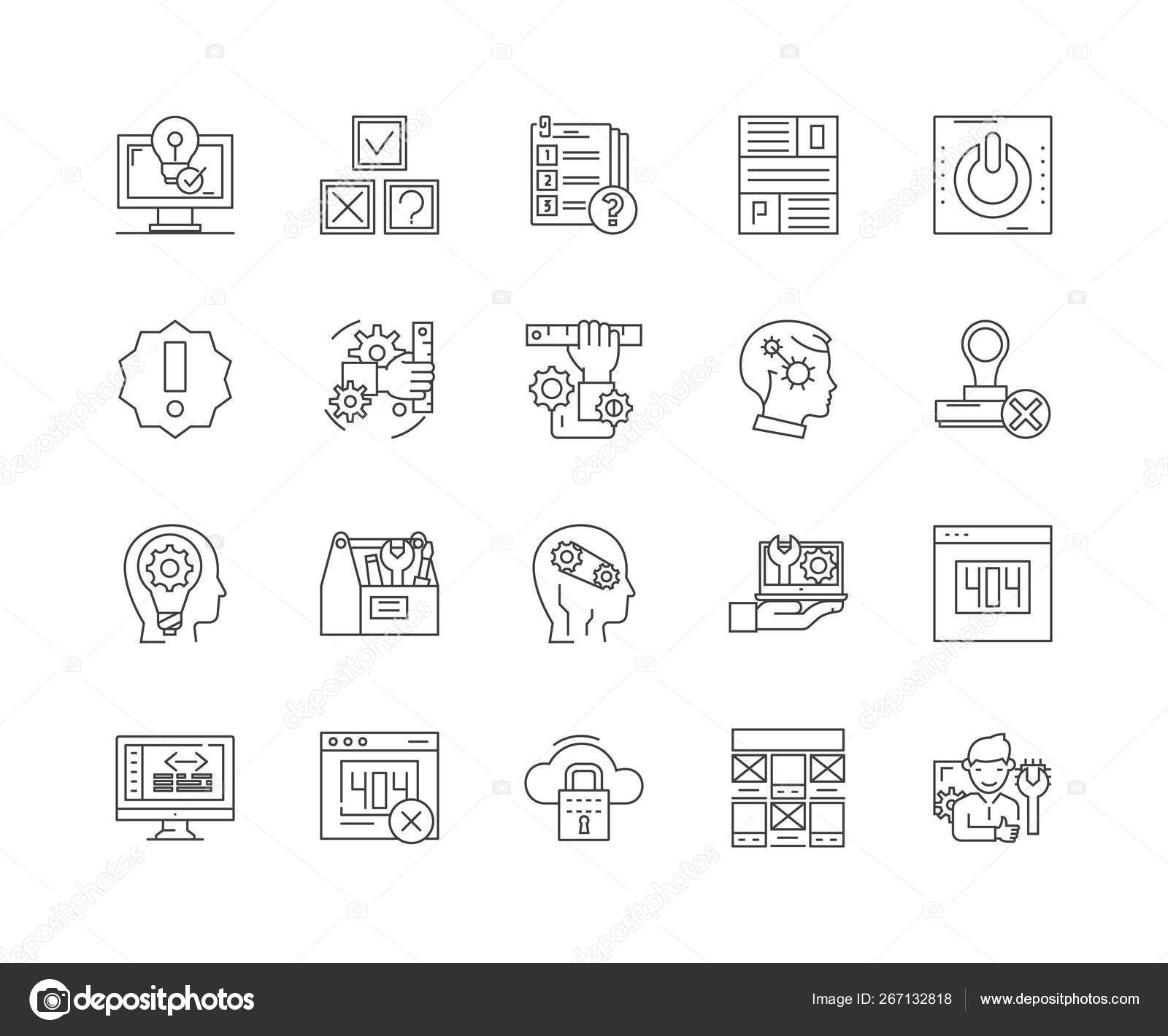 Error line icons, signs, vector set, outline illustration concept Stock ...