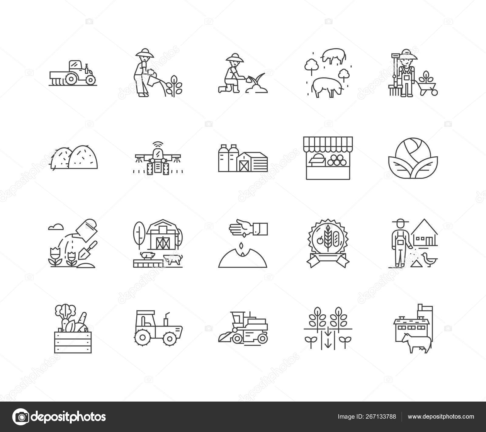 Farm line icons, signs, vector set, outline illustration concept Stock ...