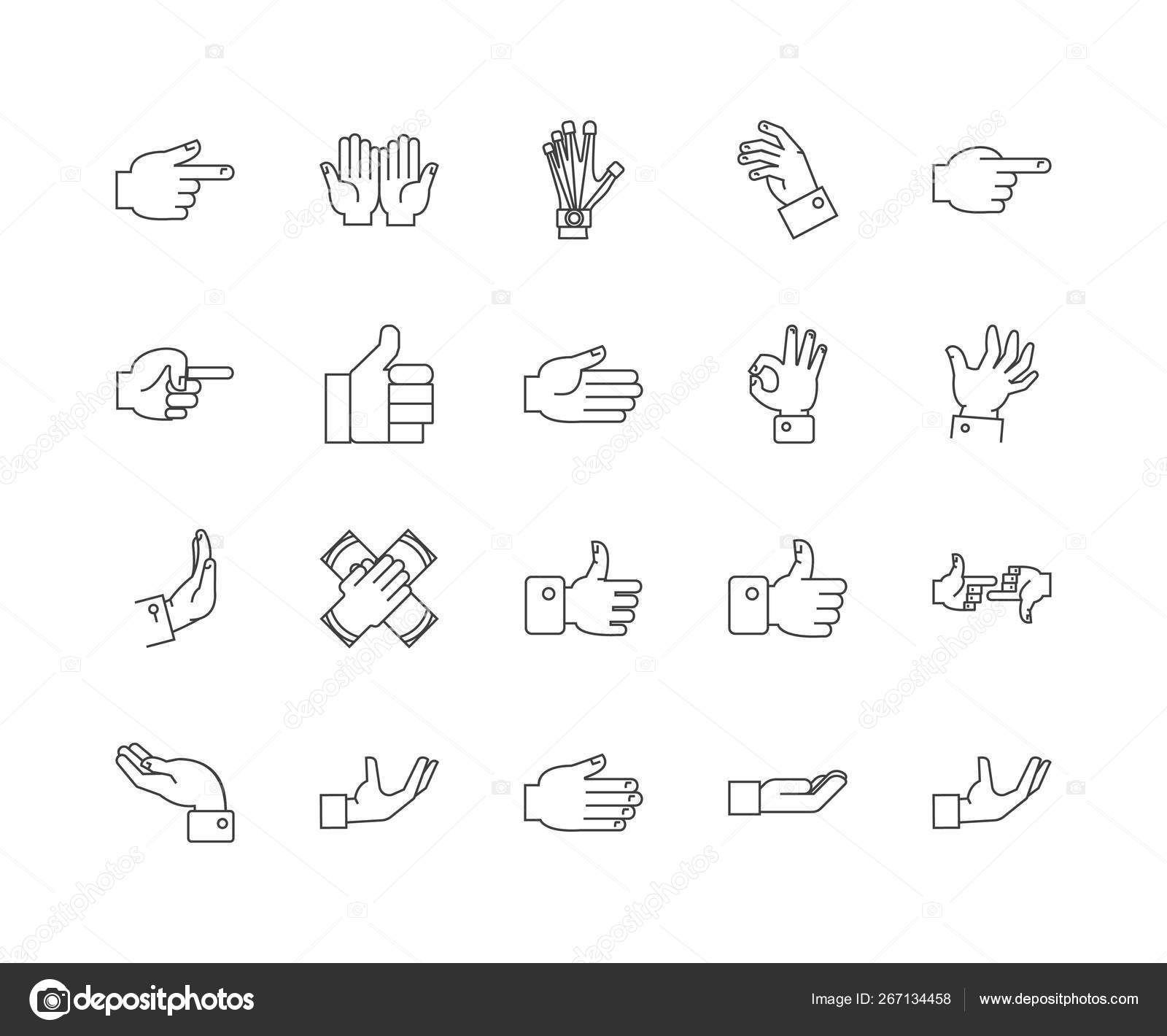 Finger line icons, signs, vector set, outline illustration concept ...