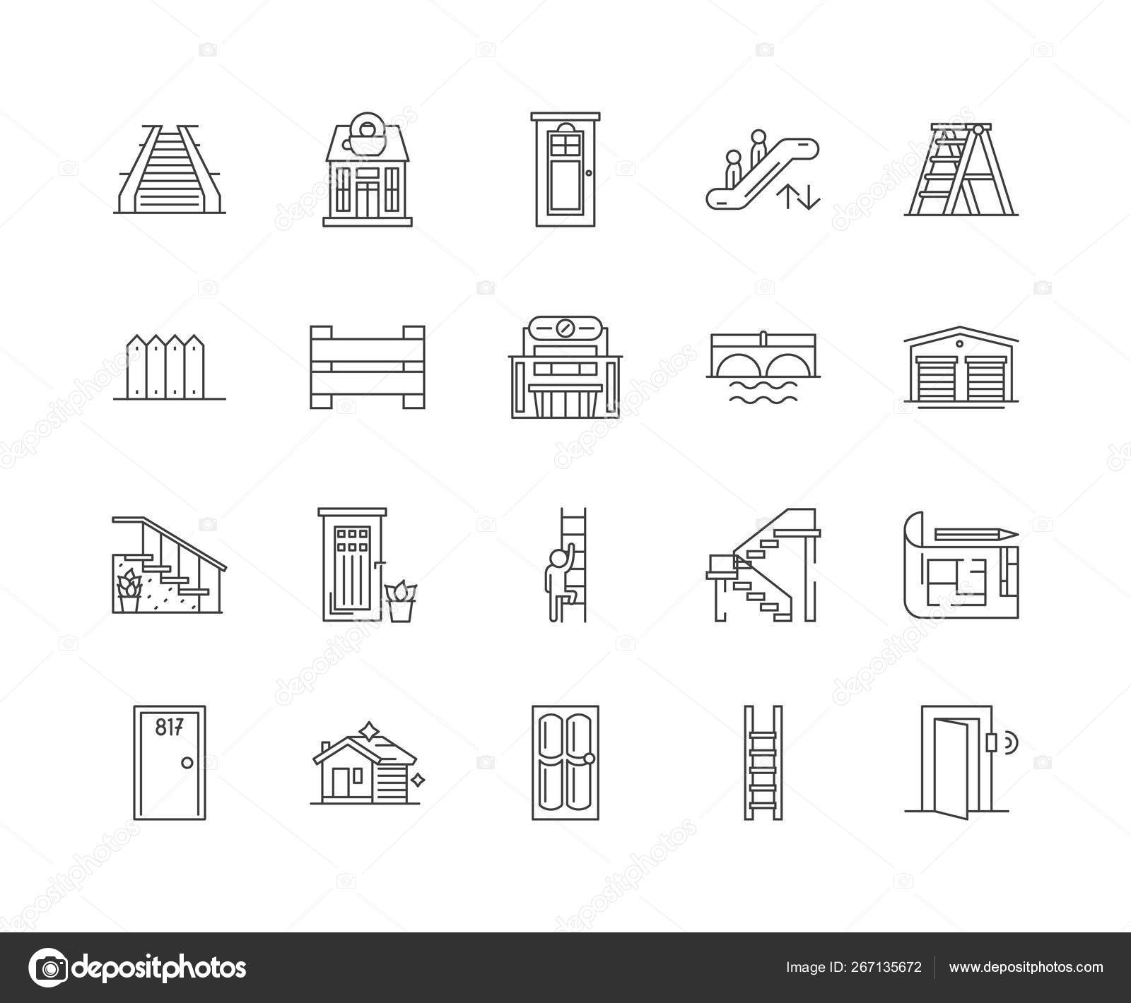 Gates line icons, signs, vector set, outline illustration concept Stock ...