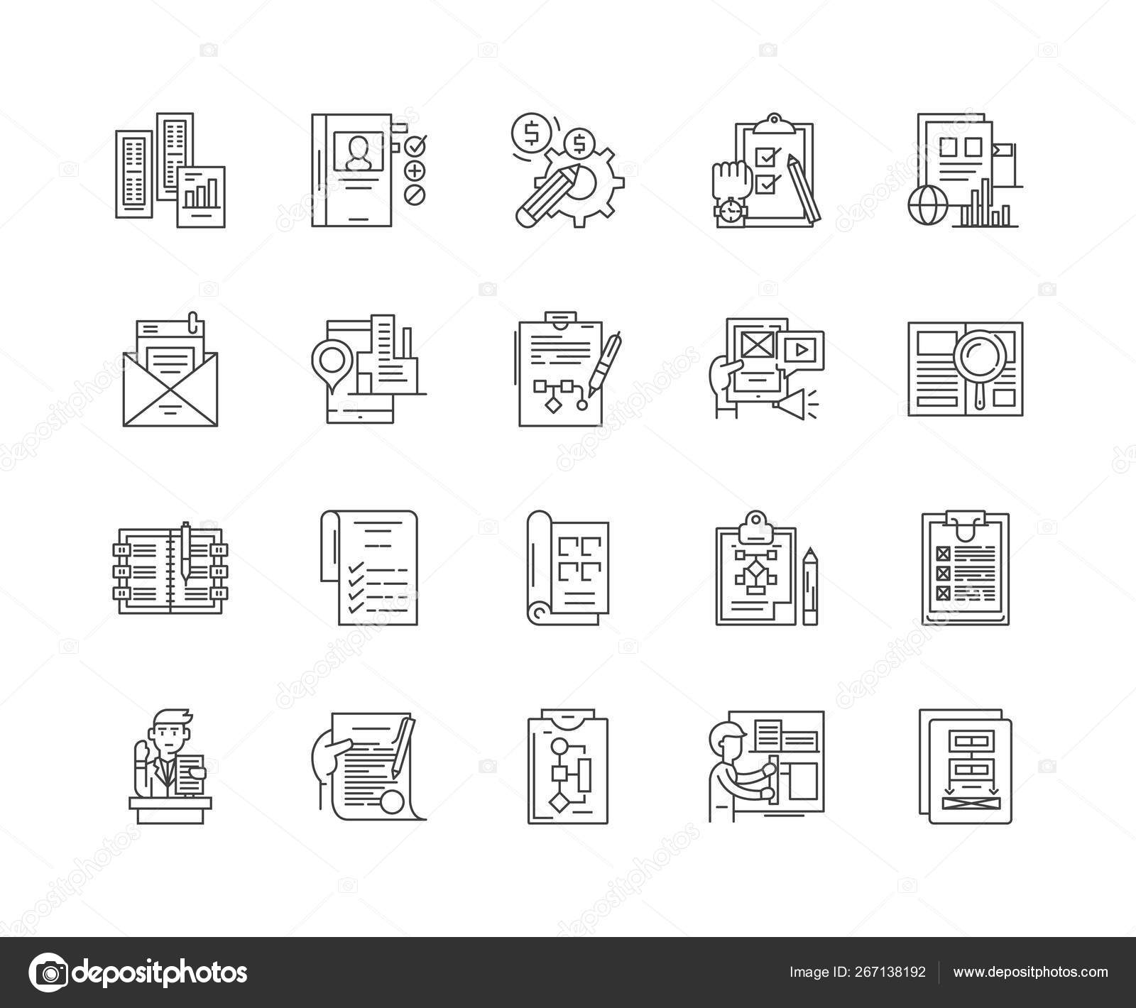 Instructions line icons, signs, vector set, outline illustration ...