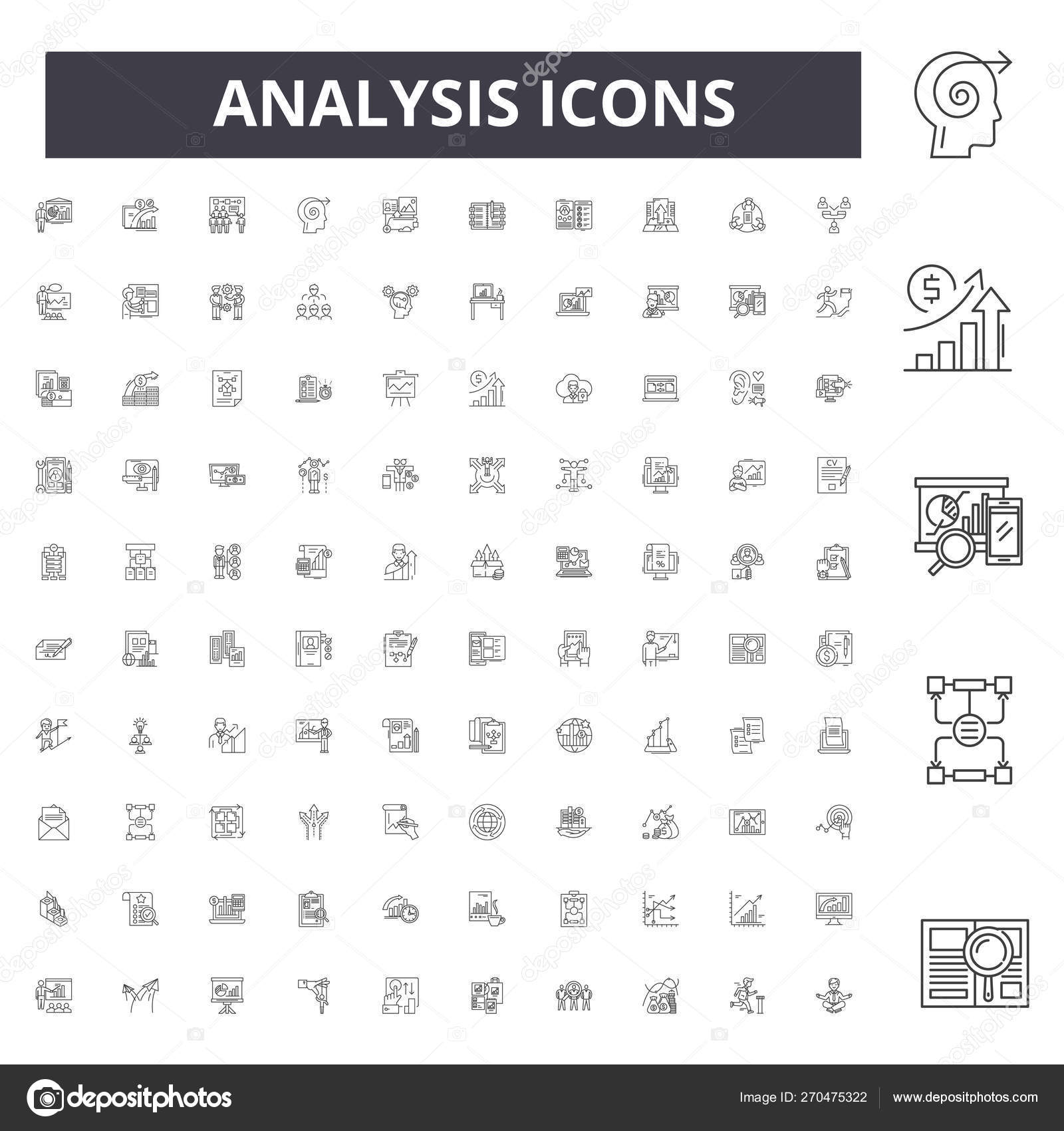 Analysis line icons, signs, vector set, outline illustration concept ...