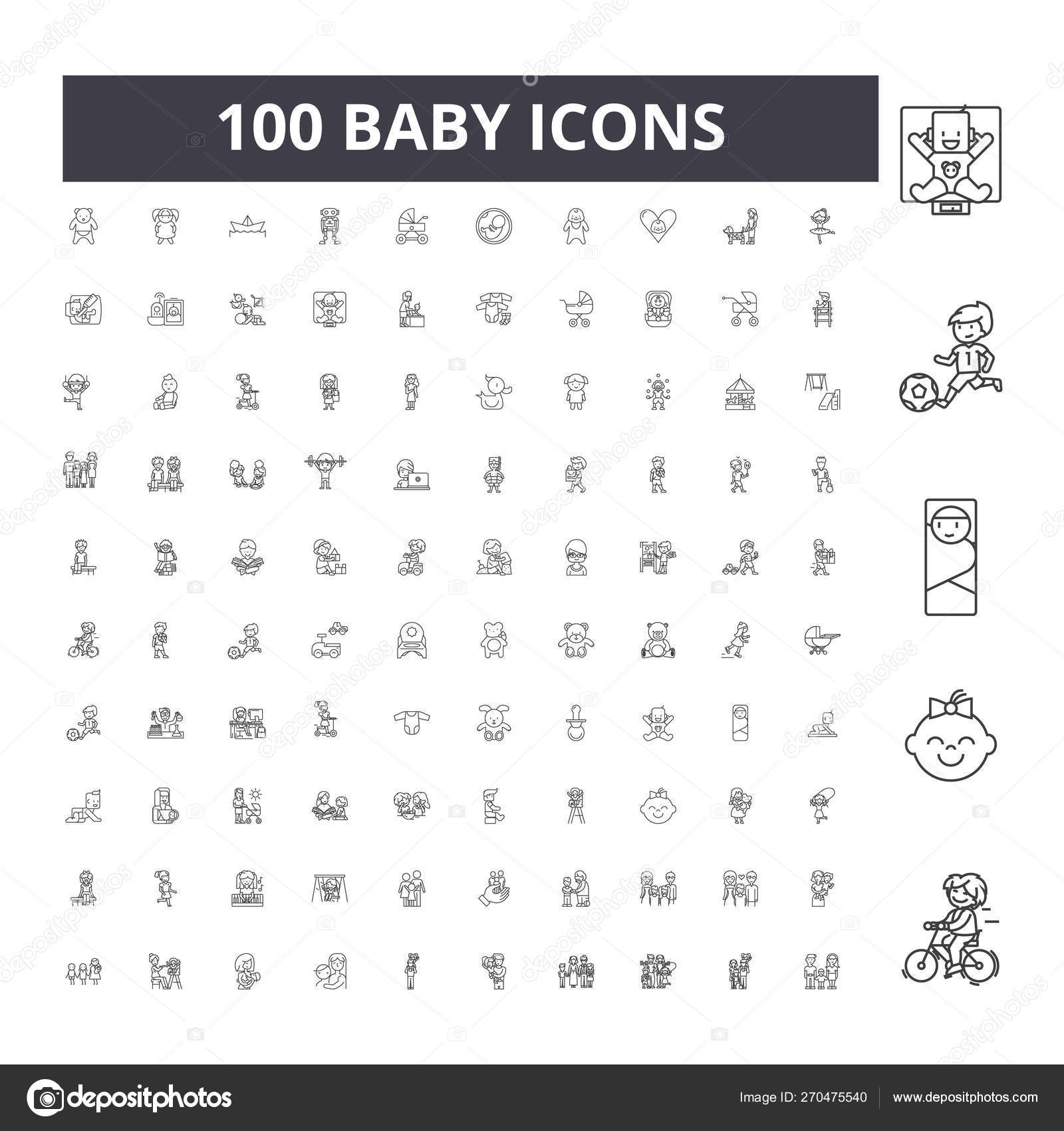 Baby line icons, signs, vector set, outline illustration concept Stock ...