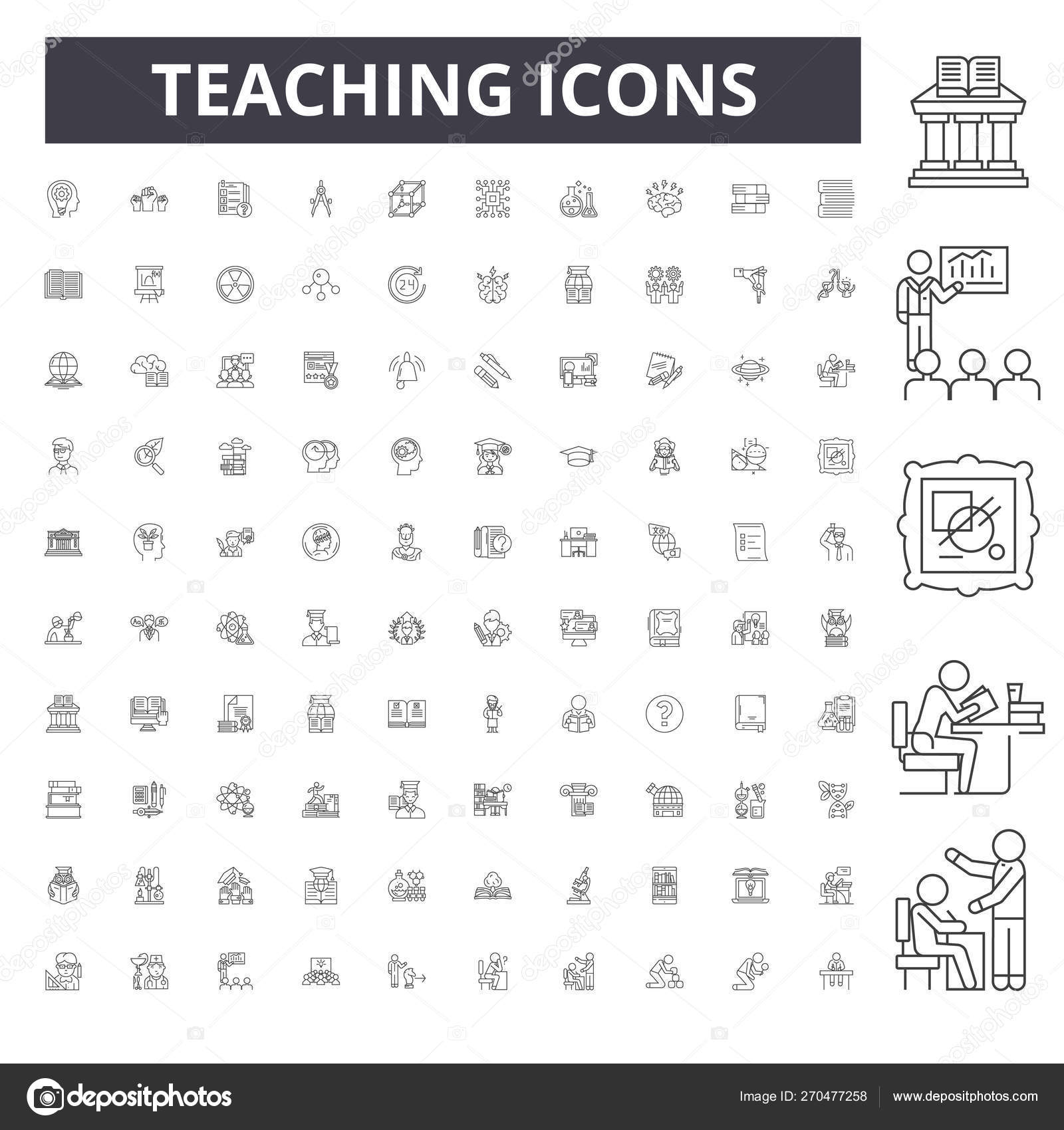 Teaching line icons, signs, vector set, outline concept illustration ...