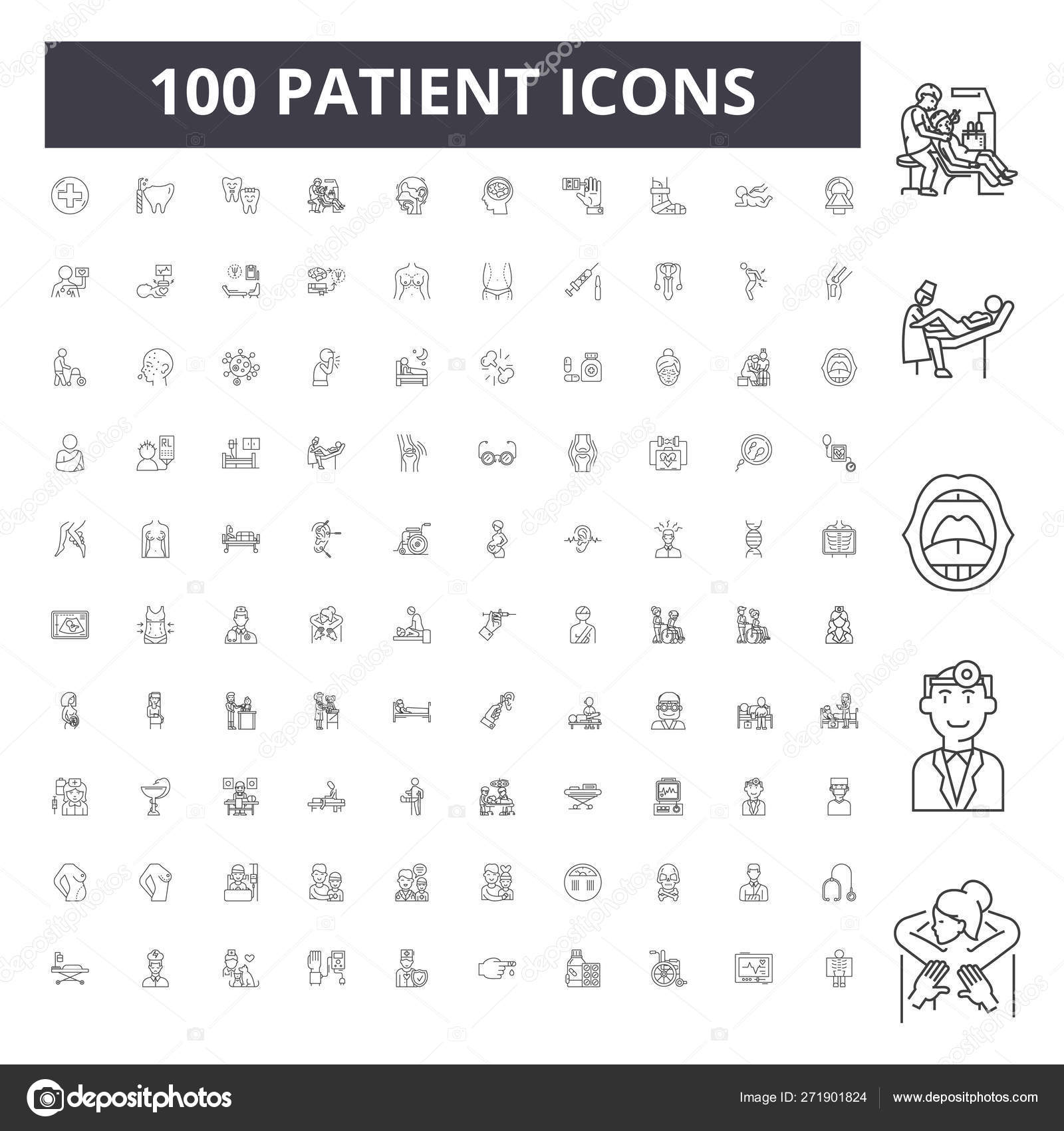 Patient line icons, signs, vector set, outline illustration concept ...