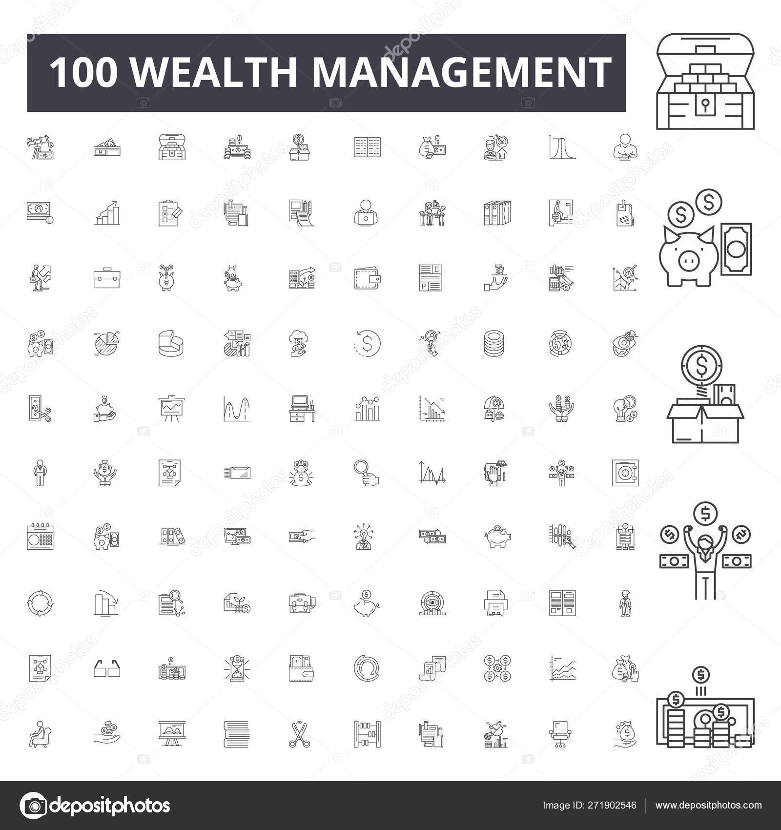 Wealth management line icons, signs, vector set, outline illustration ...