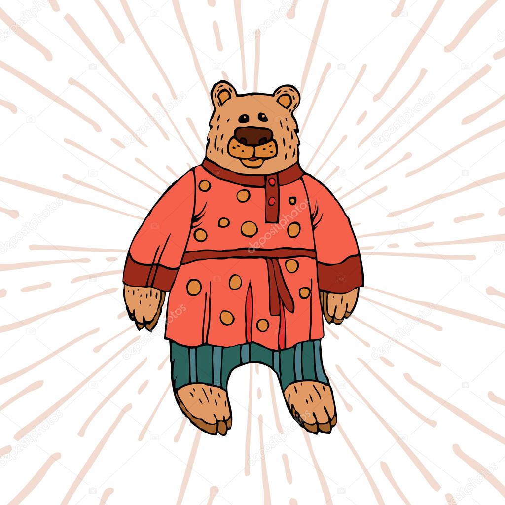 Oso ruso, un personaje nacional en traje. Un símbolo del poder ruso, un ...
