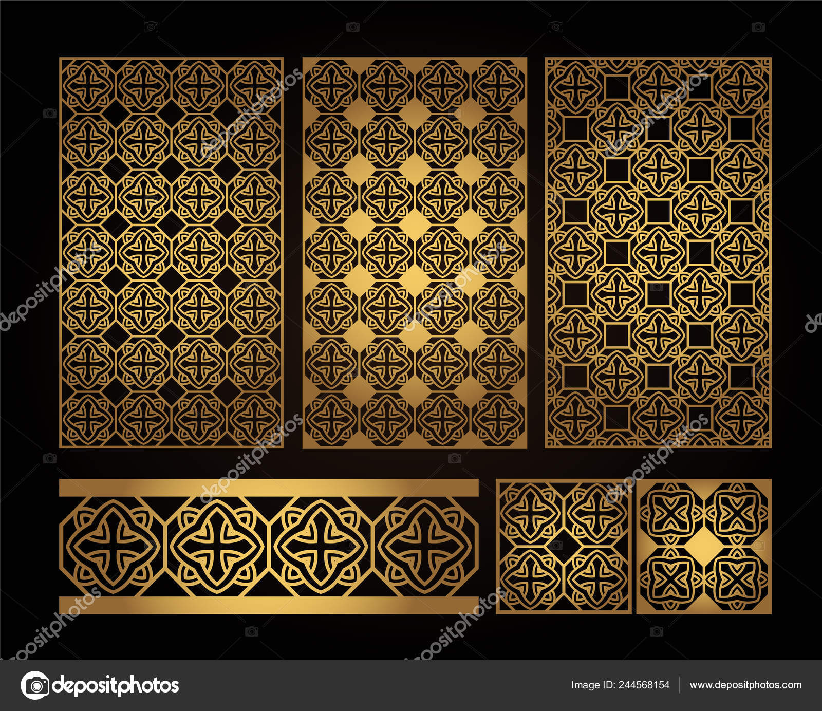 A set of decorative panels for laser cutting of wood. Pattern to create ...