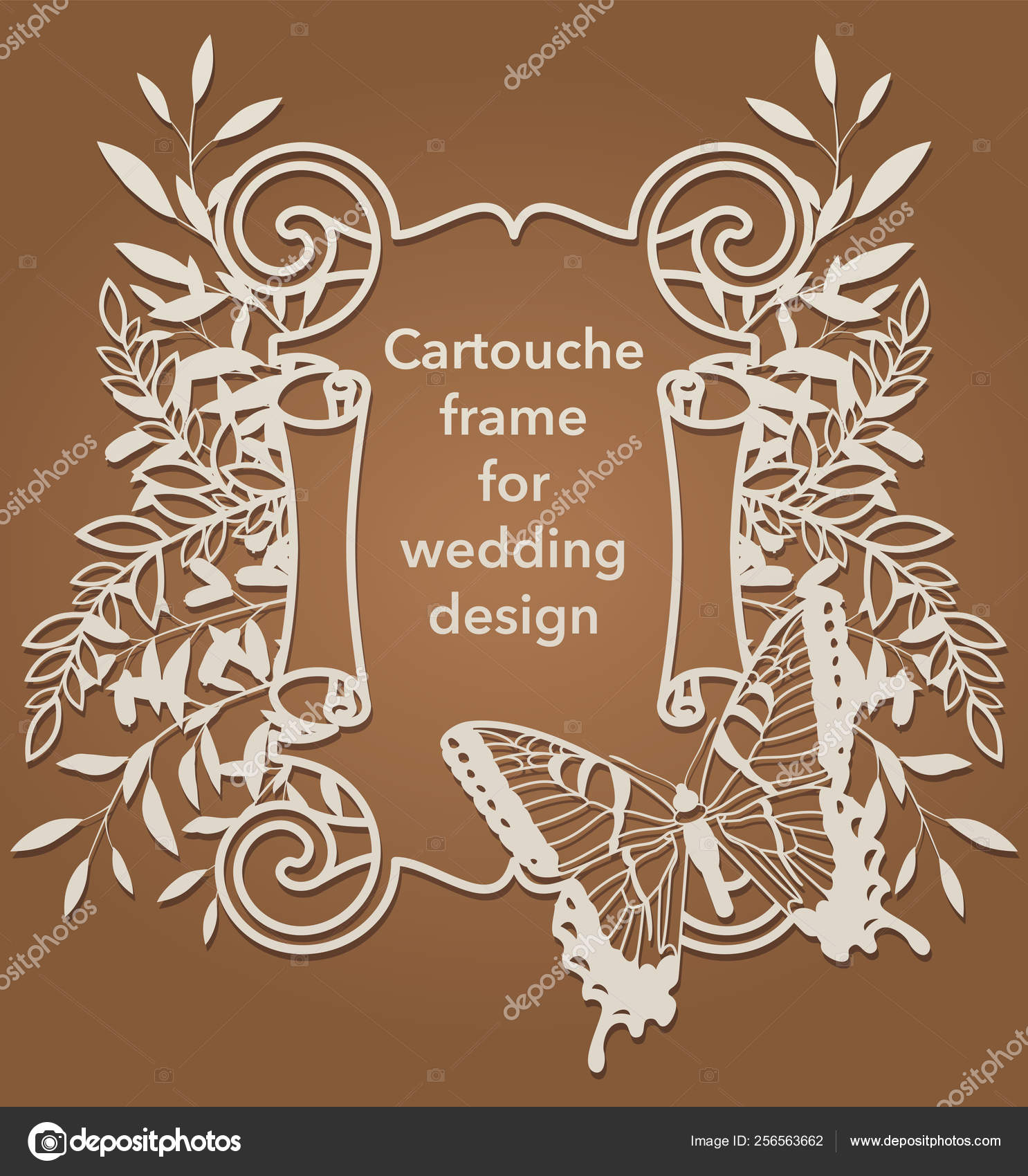 Flower frame cartouche for laser cutting. Vintage leaf border, antique ...