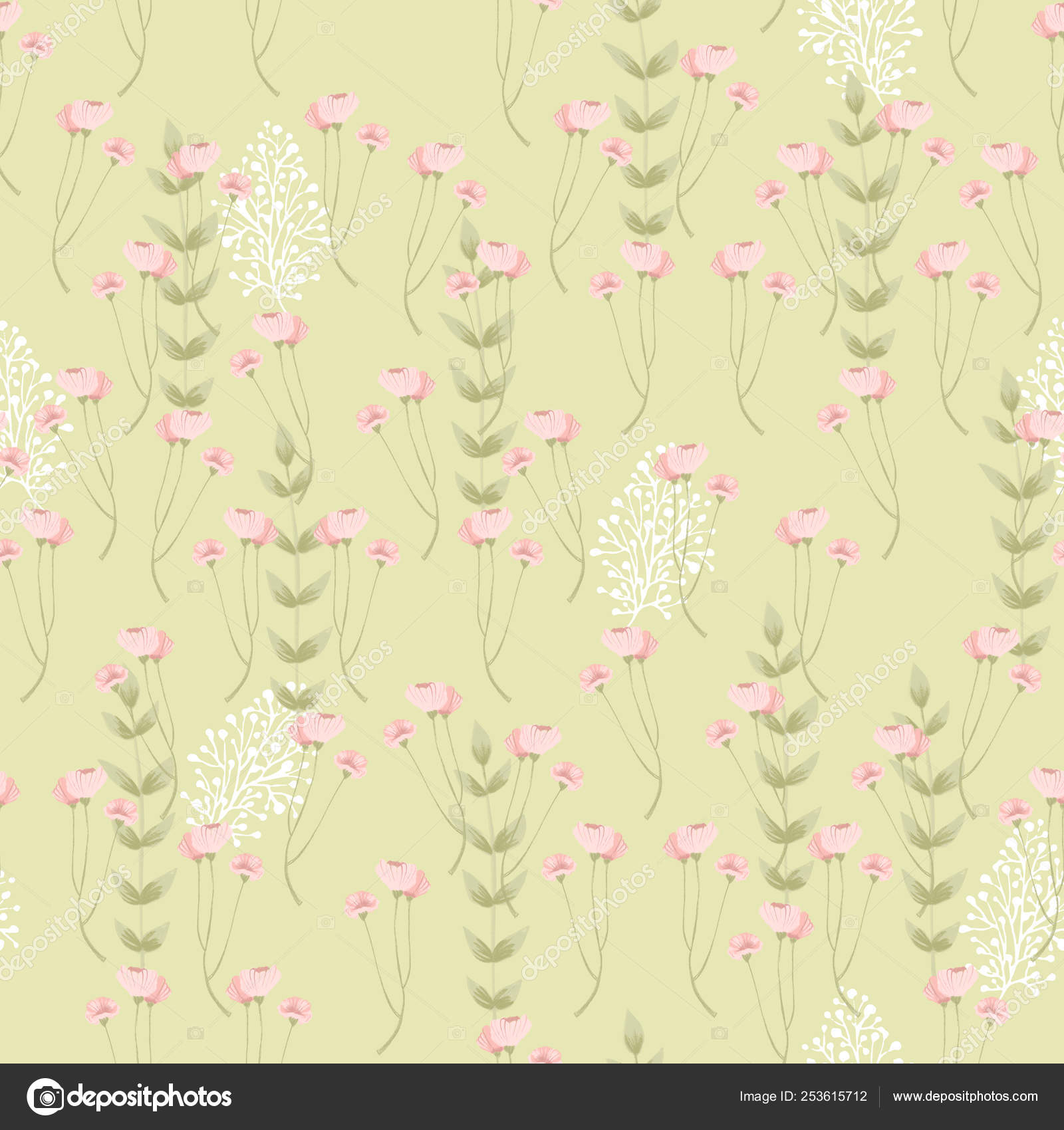Beautiful Seamless Tileable Pattern Watercolor Flowers — Stock Photo ...