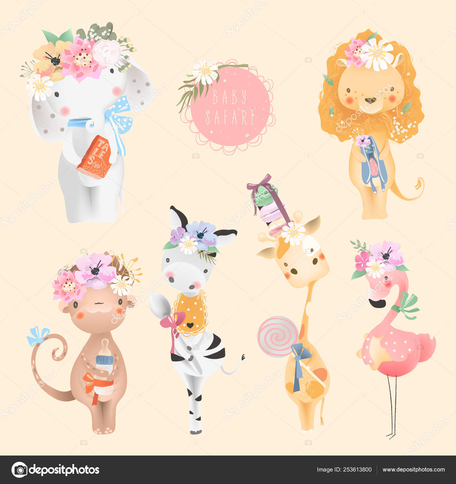 Set Cute Animal Characters Background Stock Vector Image by ©babanna ...