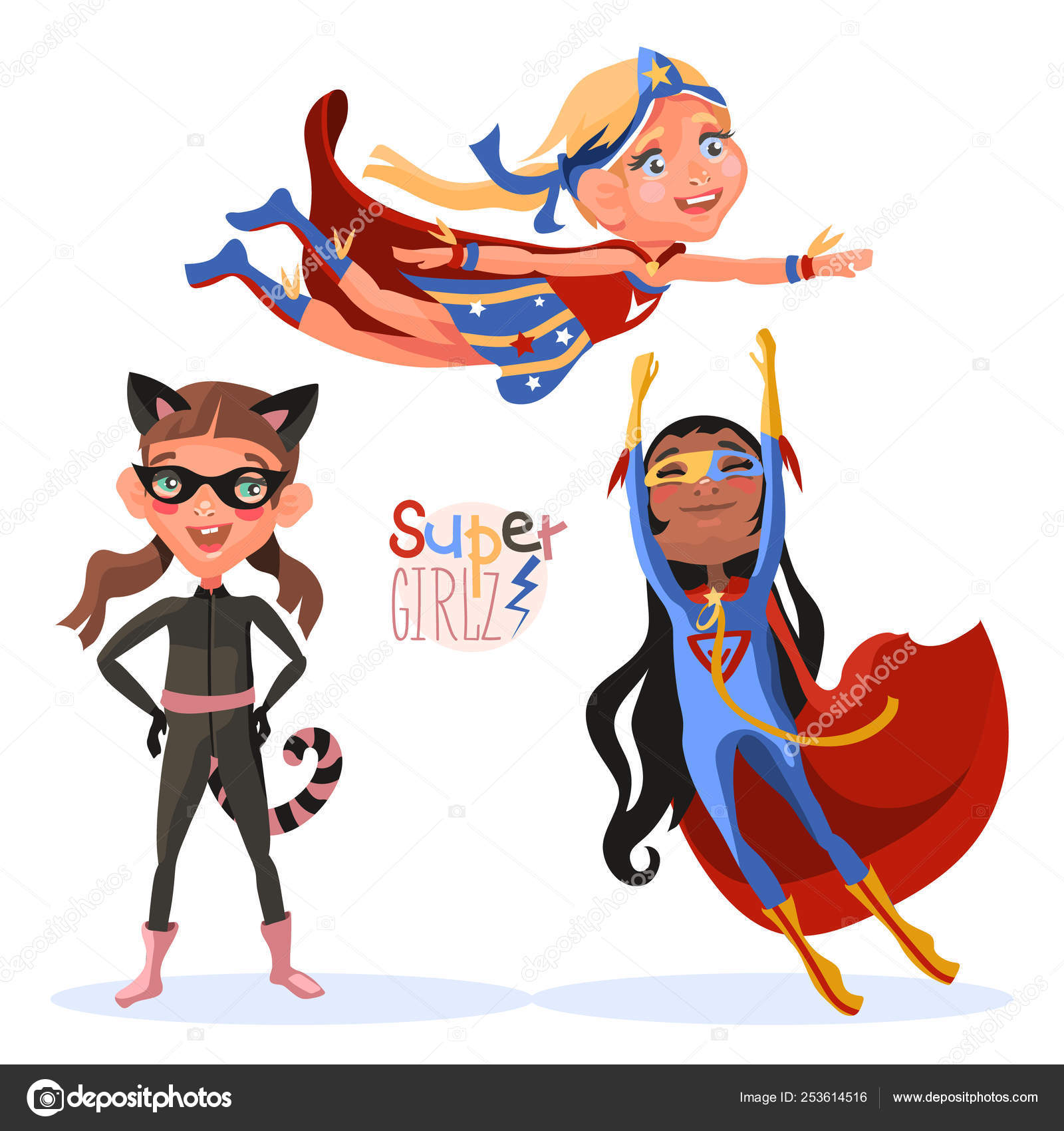 Set Super Girls Background Stock Vector Image by ©babanna #253614516