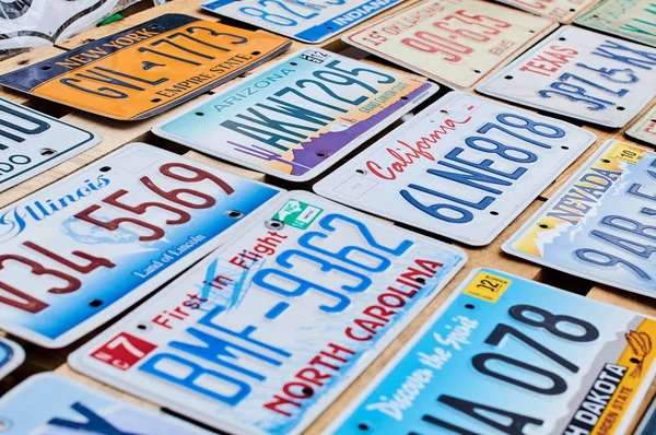 Old discontinued car license plates or vehicle registration numbers ...
