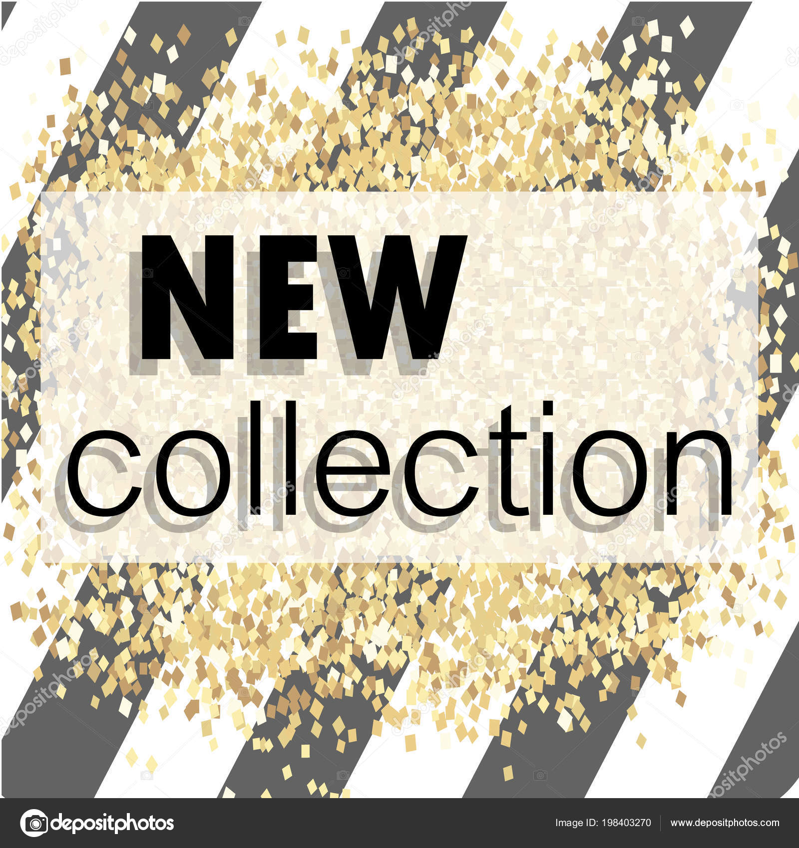 New collection. Gold paint in black square. Brush strokes for the ...