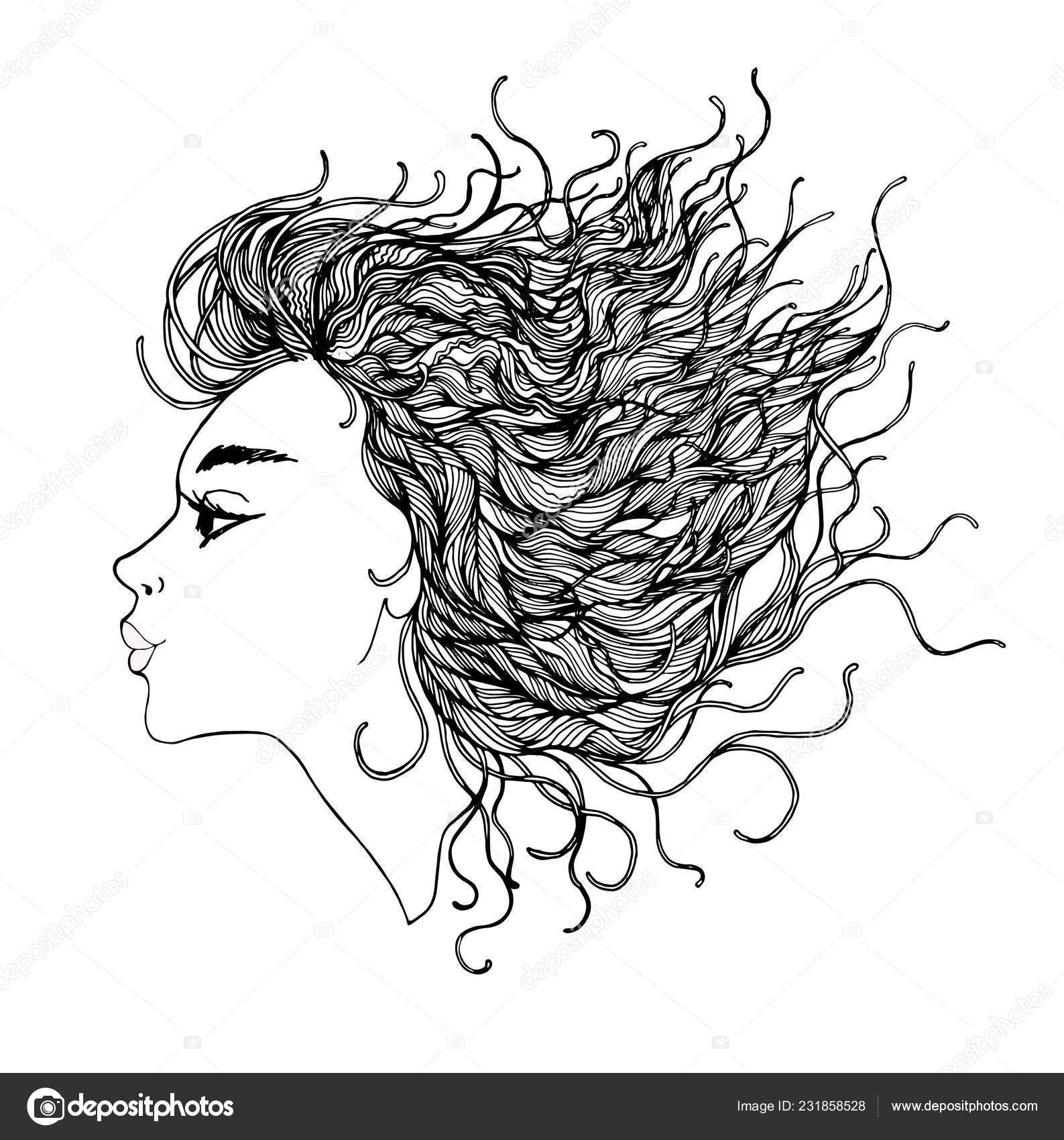 Portrait Beautiful Fashion Woman Abstract Colorful Flowers Vector Stock