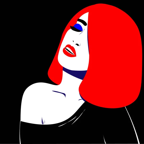 Young Woman Model In Profile In Pop Art Style Sexy Girl For Advertising With Bright Hair Stock