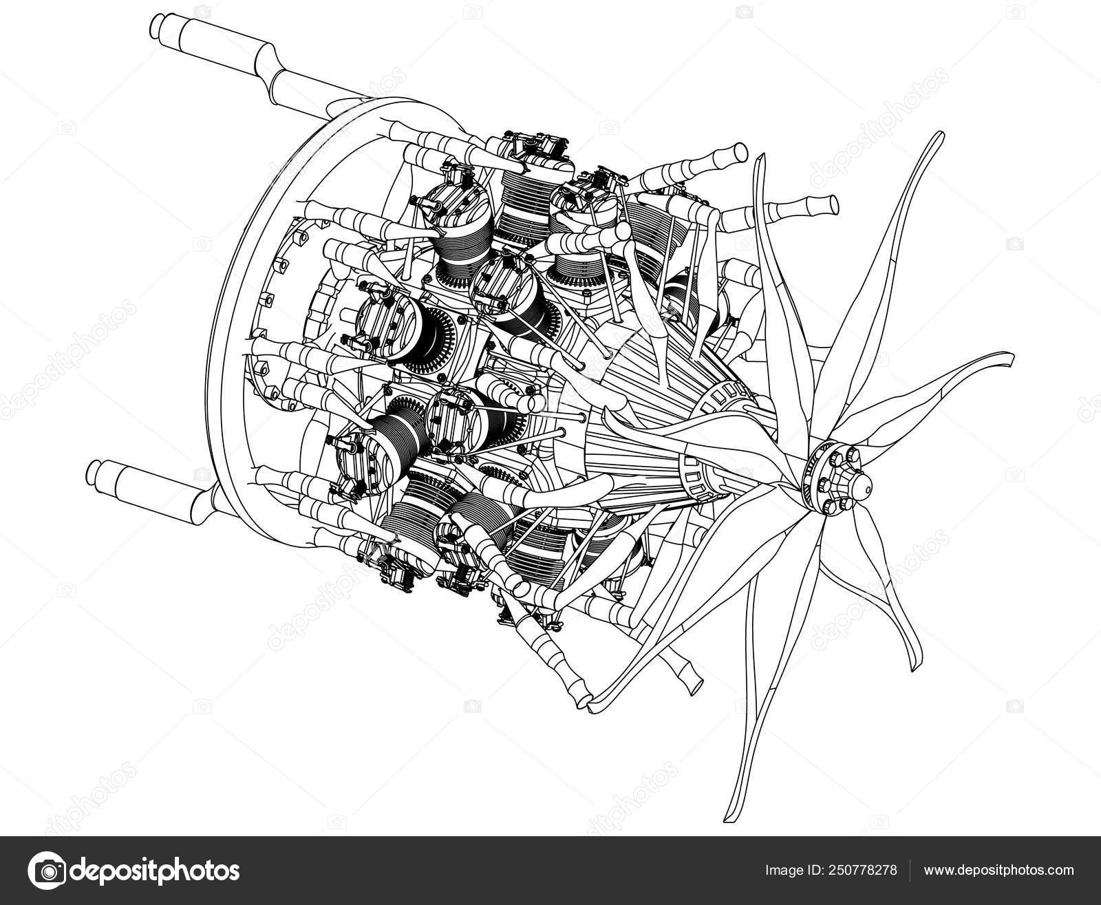 Radial engine on a white Stock Vector Image by ©volodya_nikiforov_97 ...