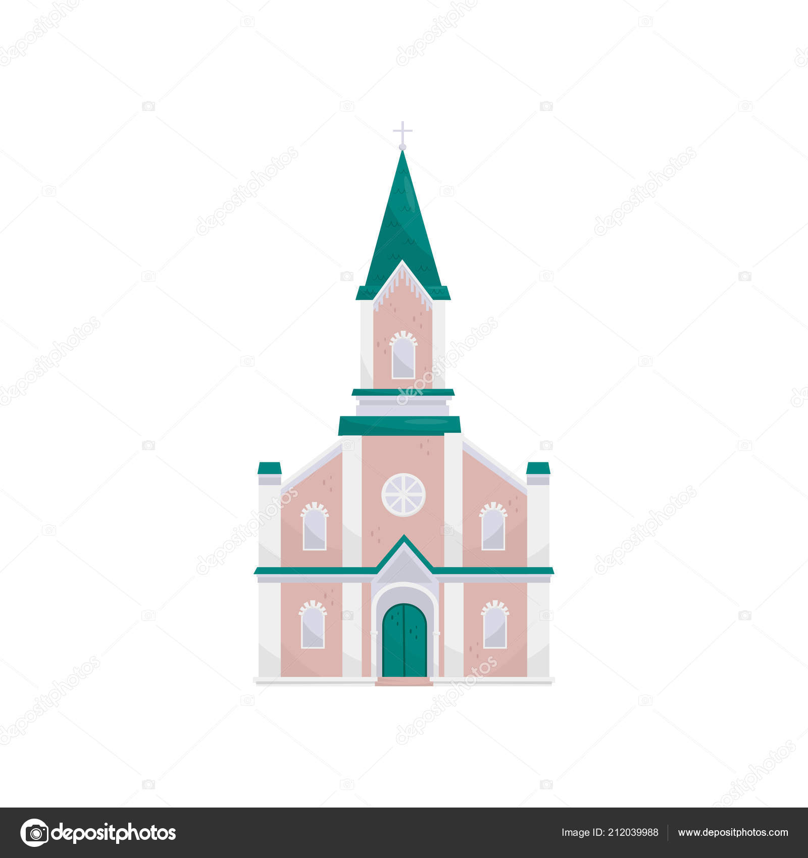 Christian protestant church building vector Illustration on a white ...