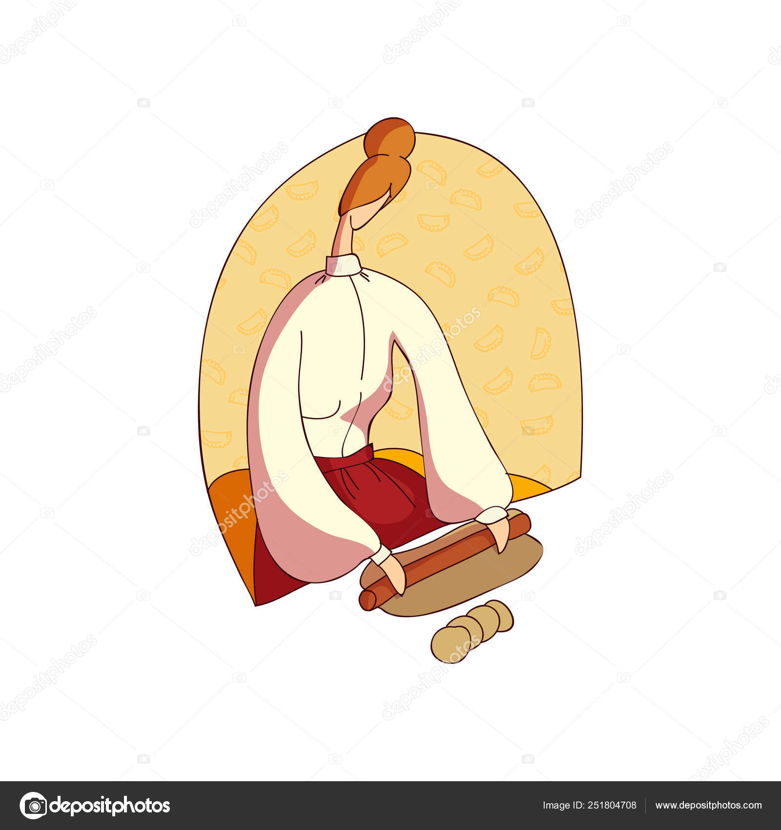 Cartoon woman rolls dough with rolling pin. Stock Vector Image by ...