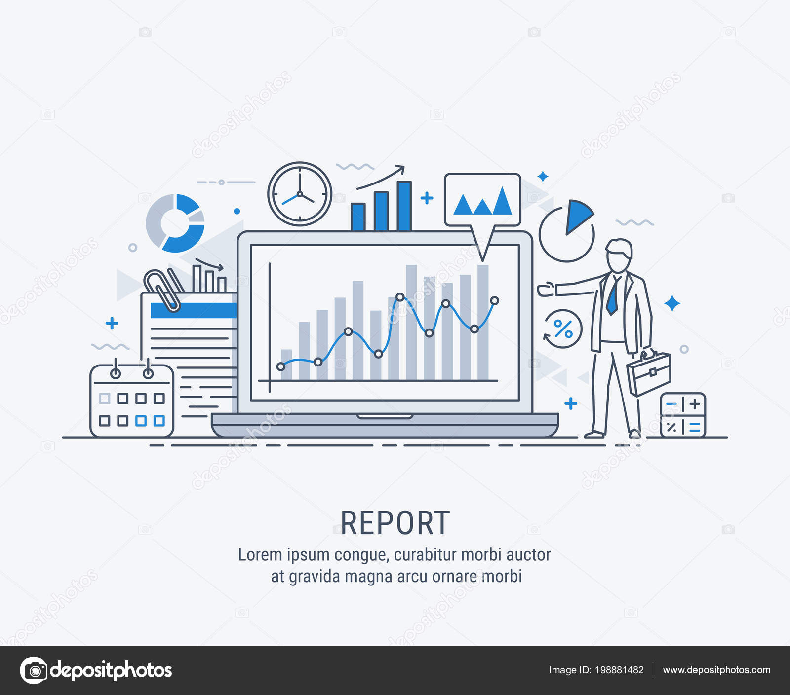 Manager Reporting Marketing Show Graphs Laptop Display Reporting ...