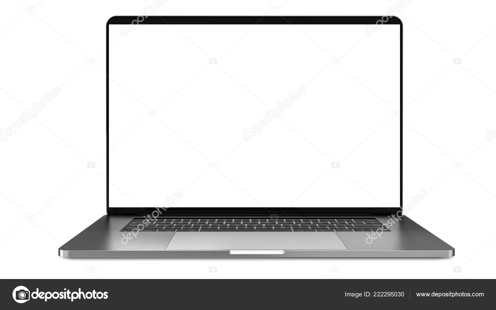 Laptop Rectangular Screen Inserting Images Isolated White Stock Photo ...