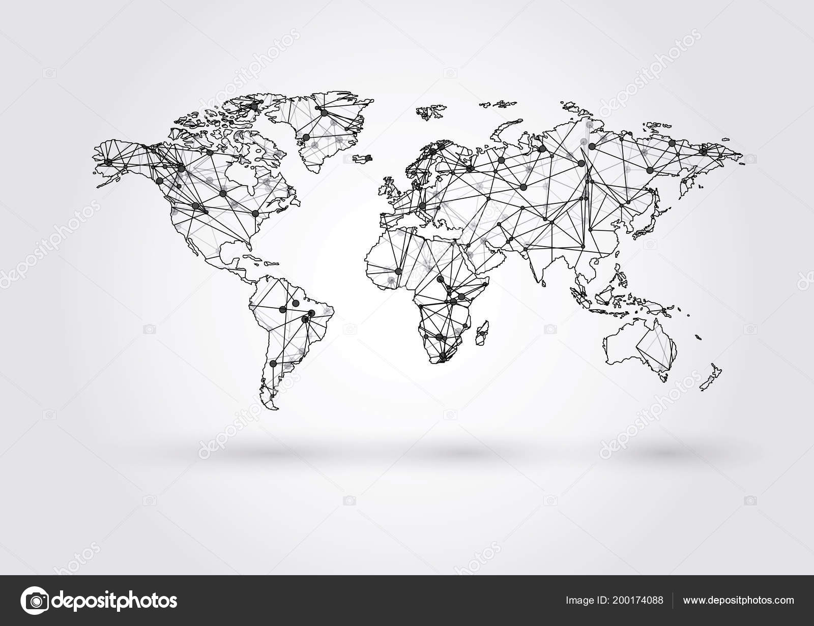 Vector World Map Nodes Linked Lines Connecting Dots Lines Connection ... Vector World Map Nodes Linked Lines Connecting Dots Lines Connection ...