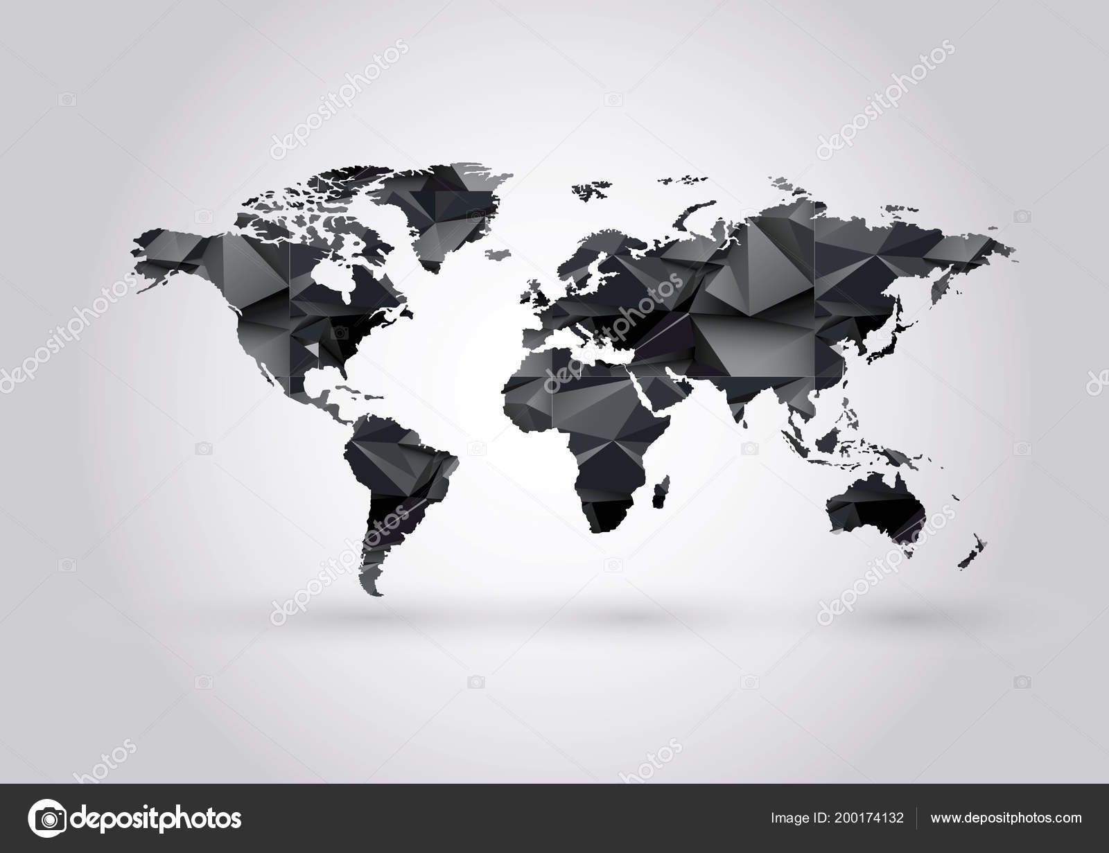 Vector Low Poly World Map Ilustración Poligonal Minería Carbón Negro ... Vector Low Poly World Map Ilustración Poligonal Minería Carbón Negro ...
