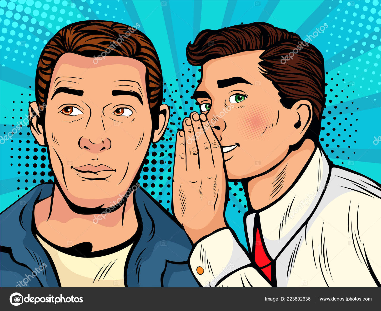 Man Whispering Gossip Secret His Friend Colorful Vector Illustration ...
