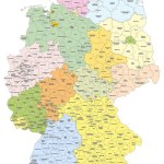 Germany map (colored by states and administrative districts) with ...