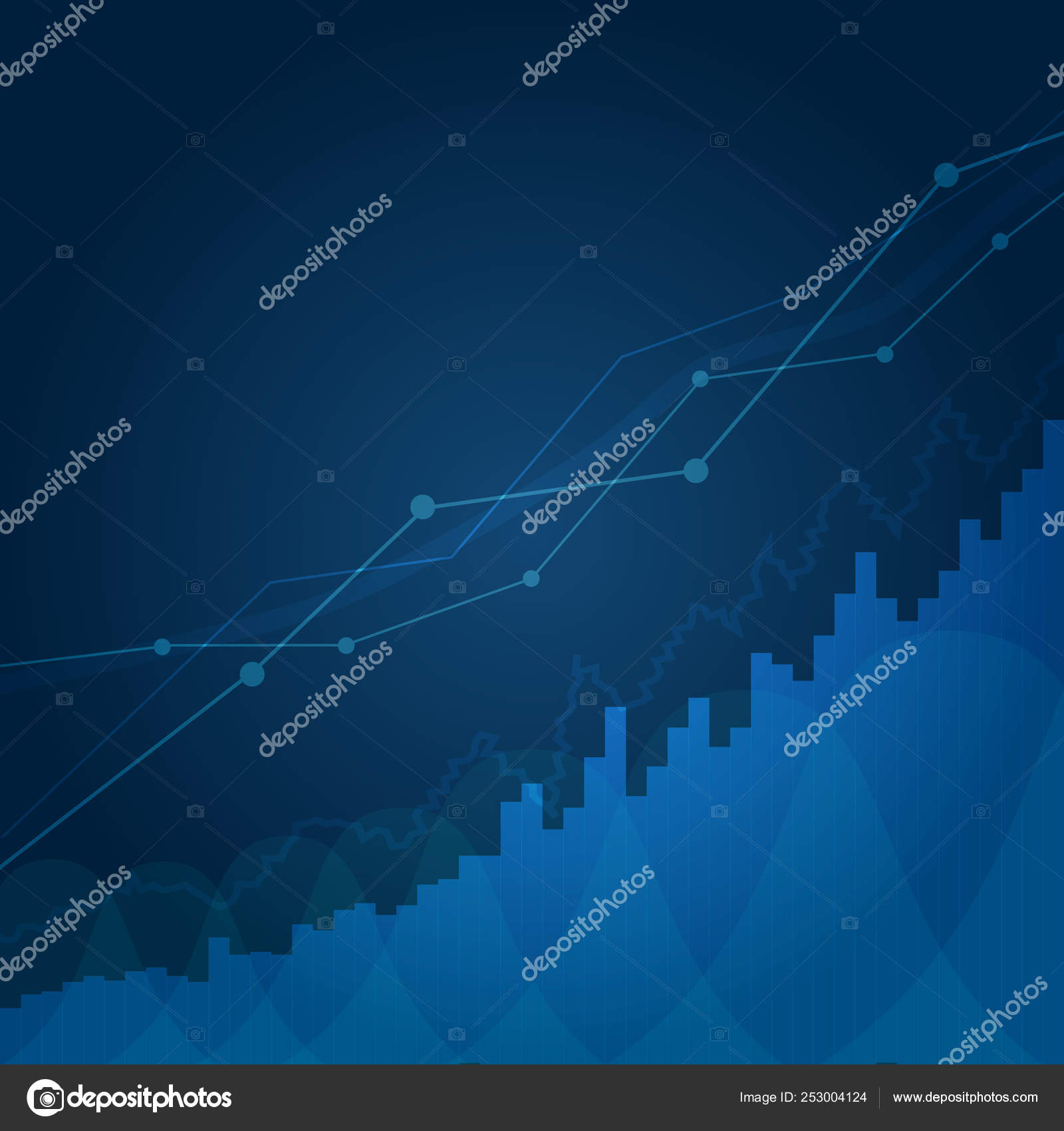 Abstract financial chart with uptrend line graph in stock market on ...