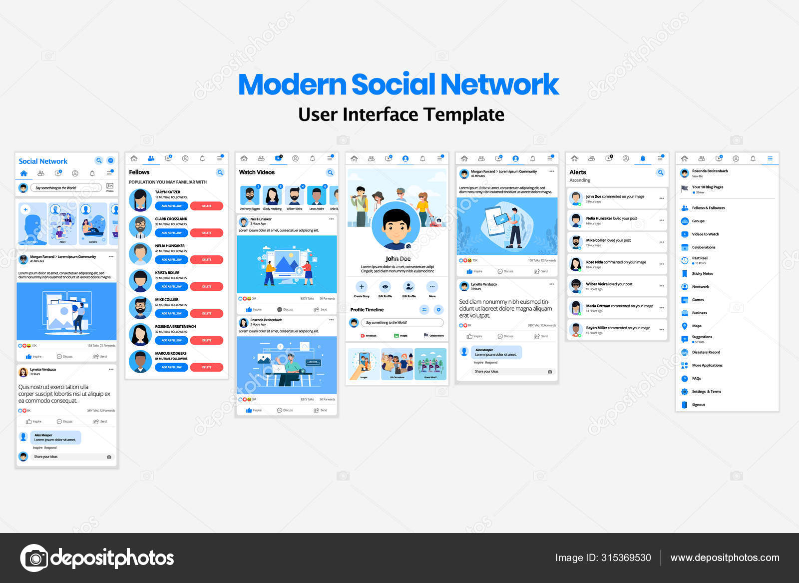 Plantilla Interfaz Usuario Red Social Moderna Vector de stock por ...