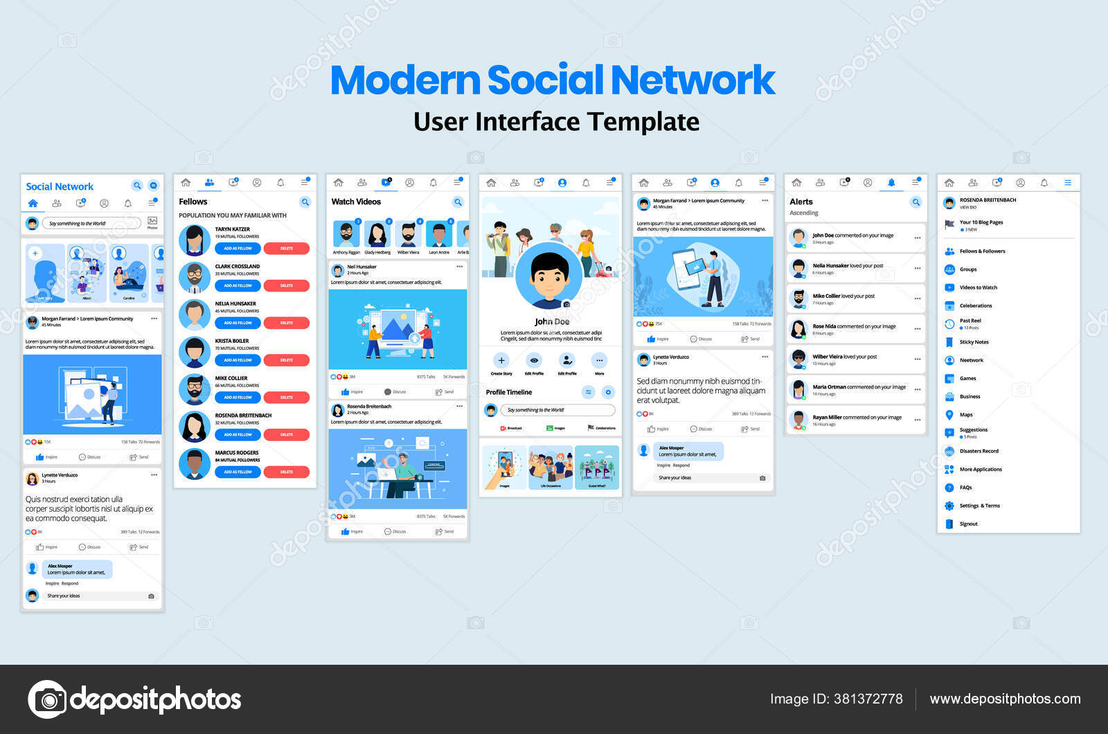 Modern Social Network User Interface Template Stock Vector by ...