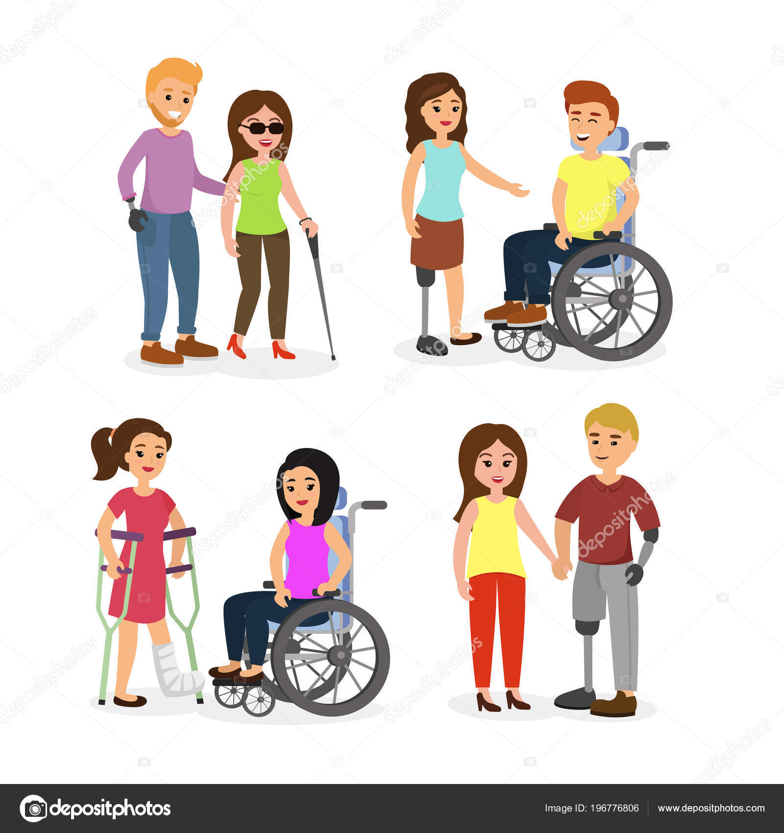 Conjunto de ilustración vectorial de personas con discapacidad con ...